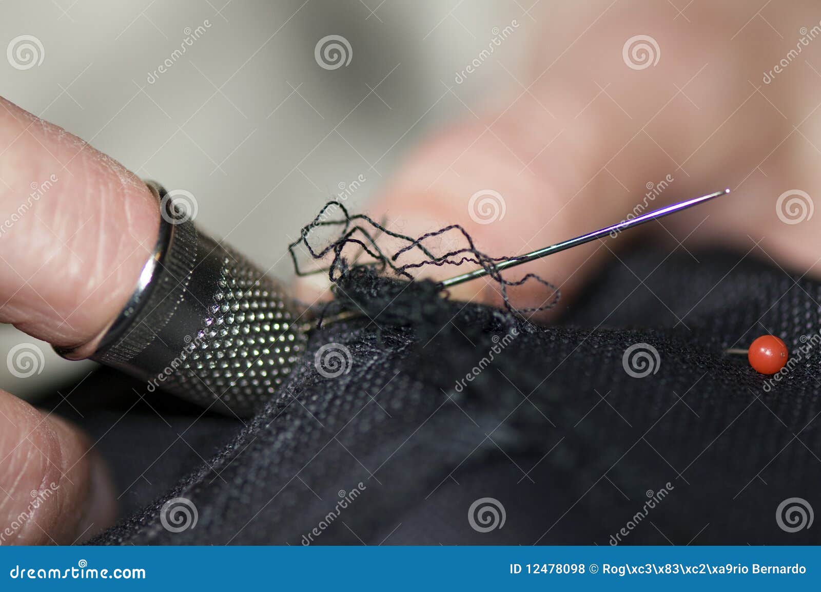 Sewing stock photo. Image of finger, black, needle, thread - 12478098