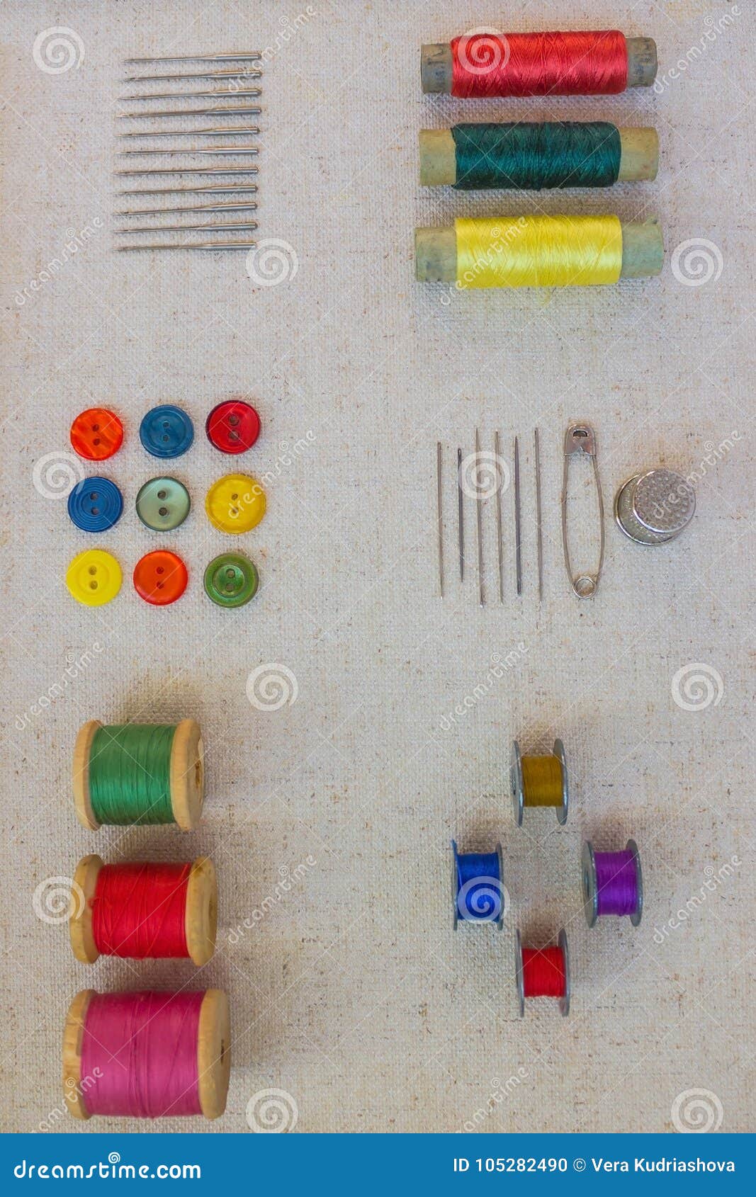 Colored Thread and Buttons. Stock Photo - Image of blue, clothes: 105282490