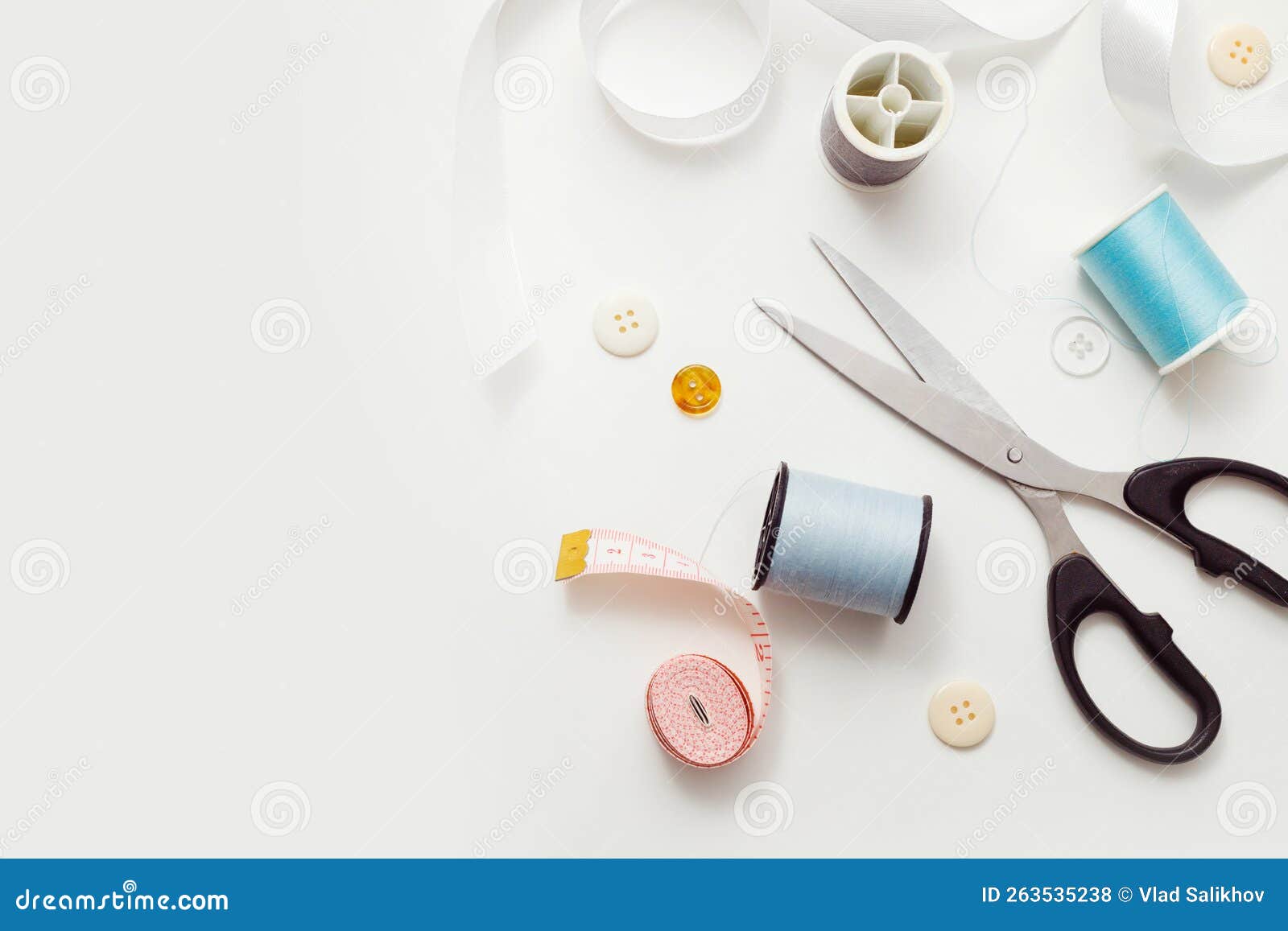 Sewing Accessories for Repairing Clothes, Layout on a White Background ...