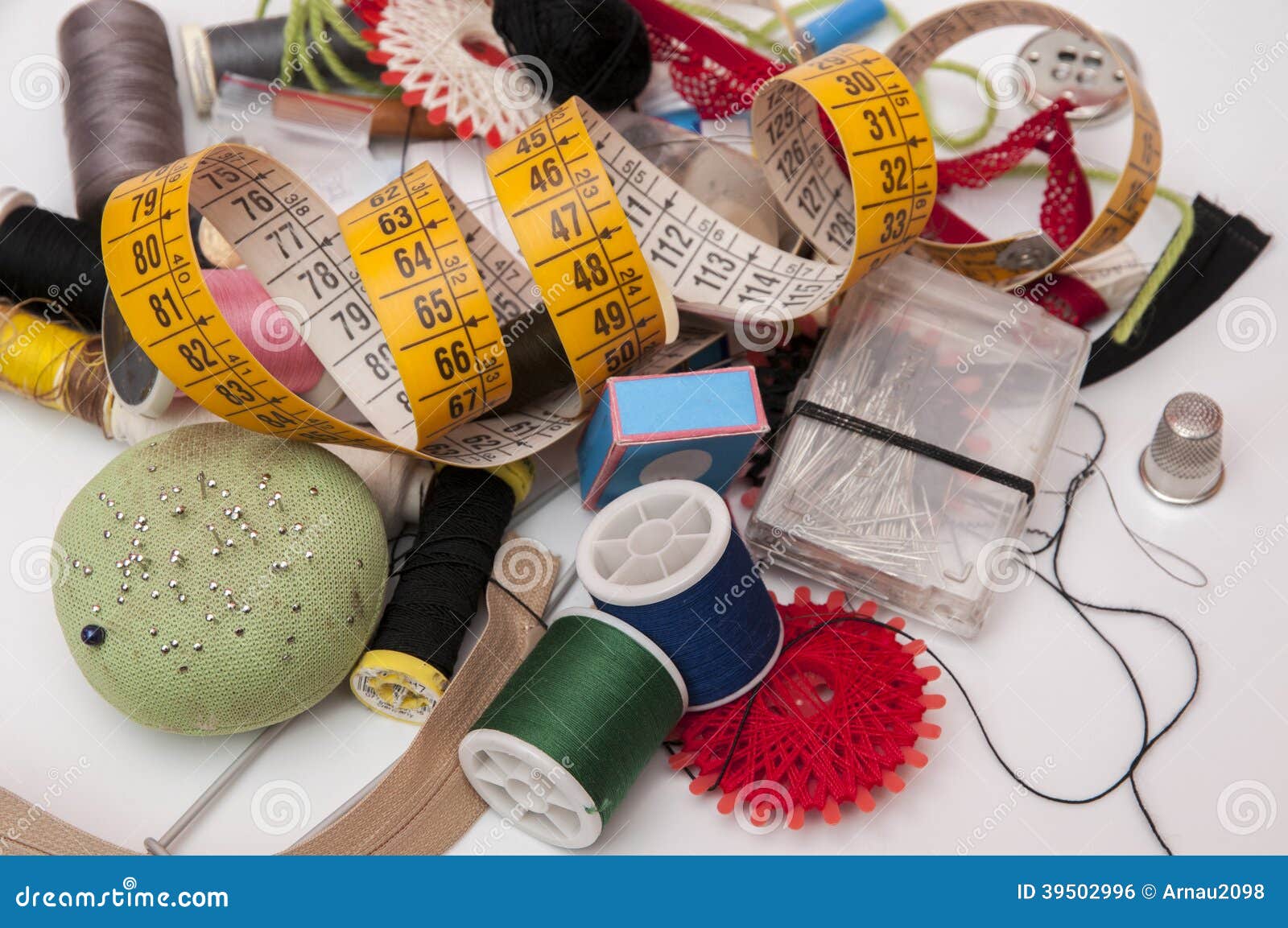 Sewing accessories stock photo. Image of thimble, brown - 39502996