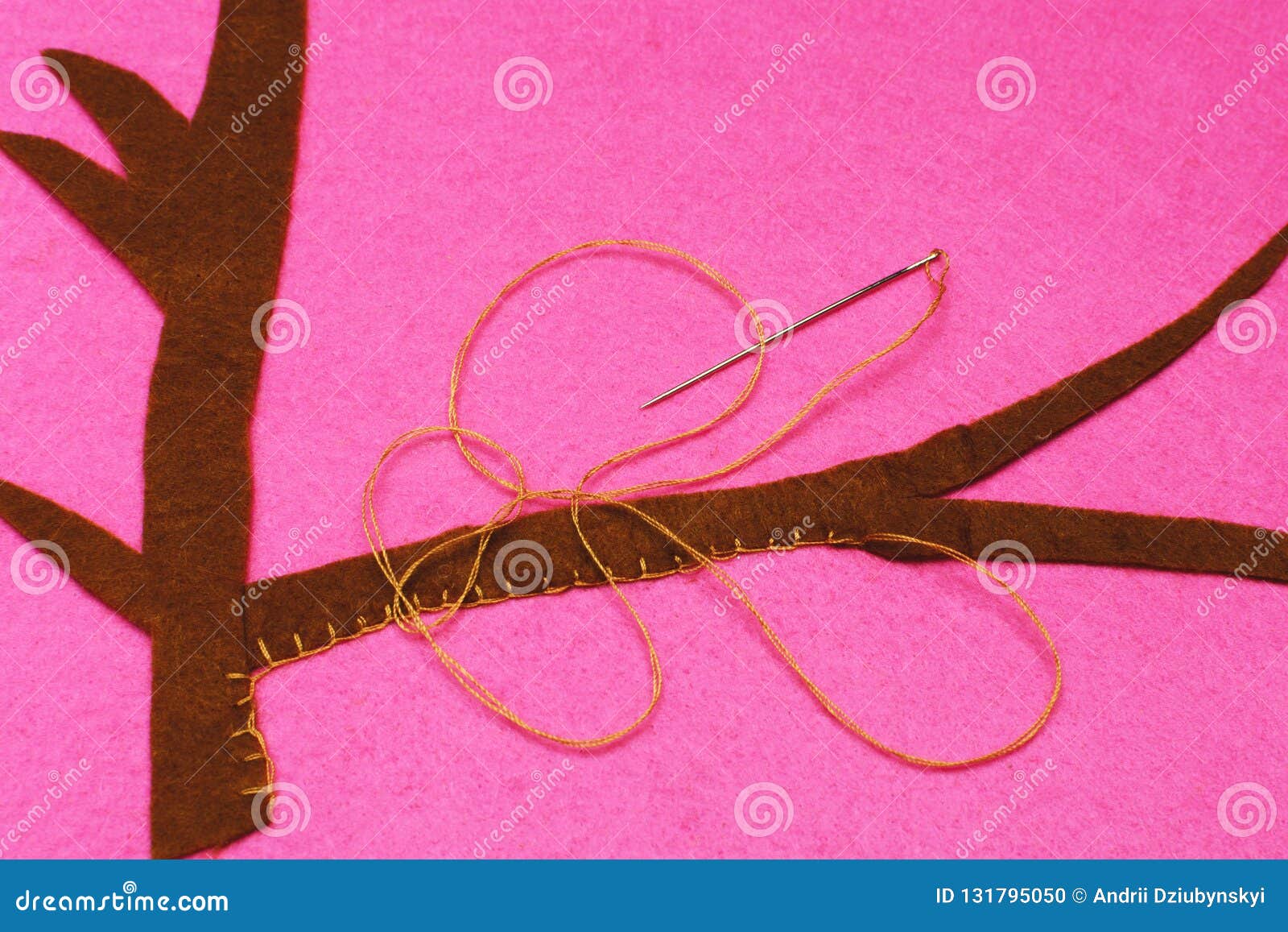 Sewing Applique with Felt Thread and Needle Stock Photo - Image of ...