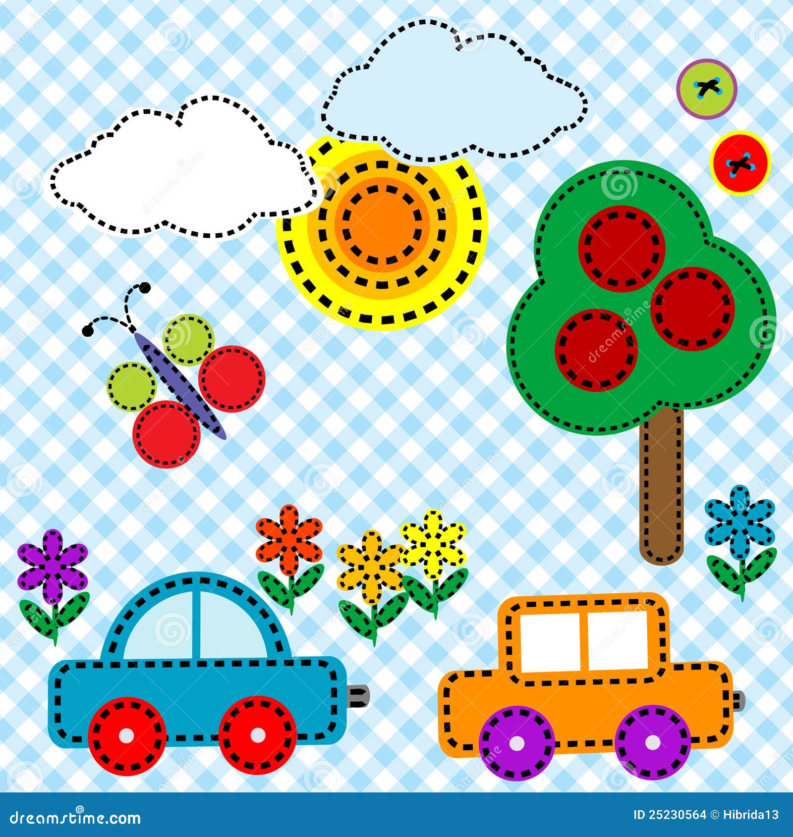 Sewing Background Fabric for Kids Stock Vector - Illustration of ...