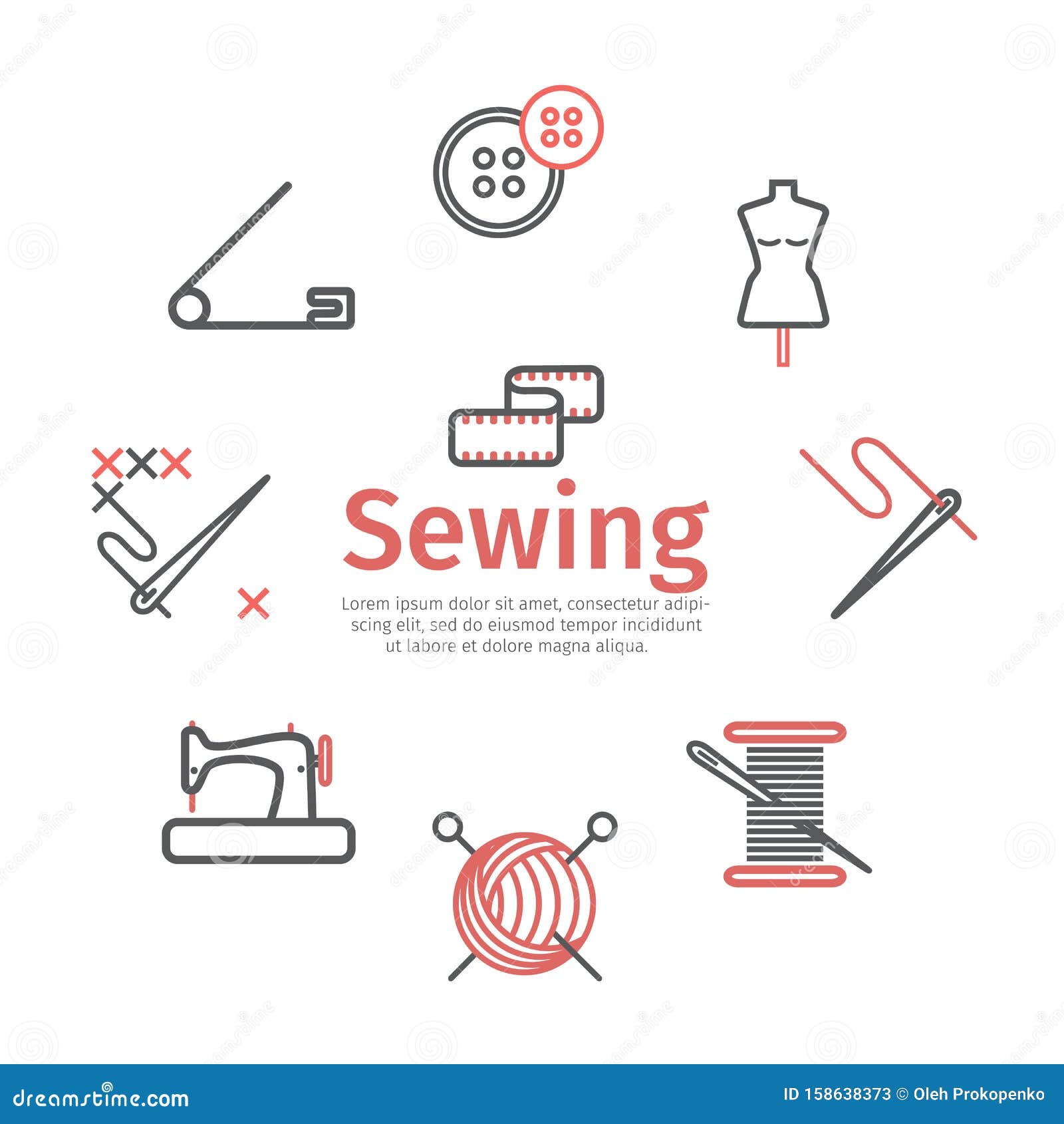 Tailoring Infographics Flat Background Cartoon Vector | CartoonDealer ...