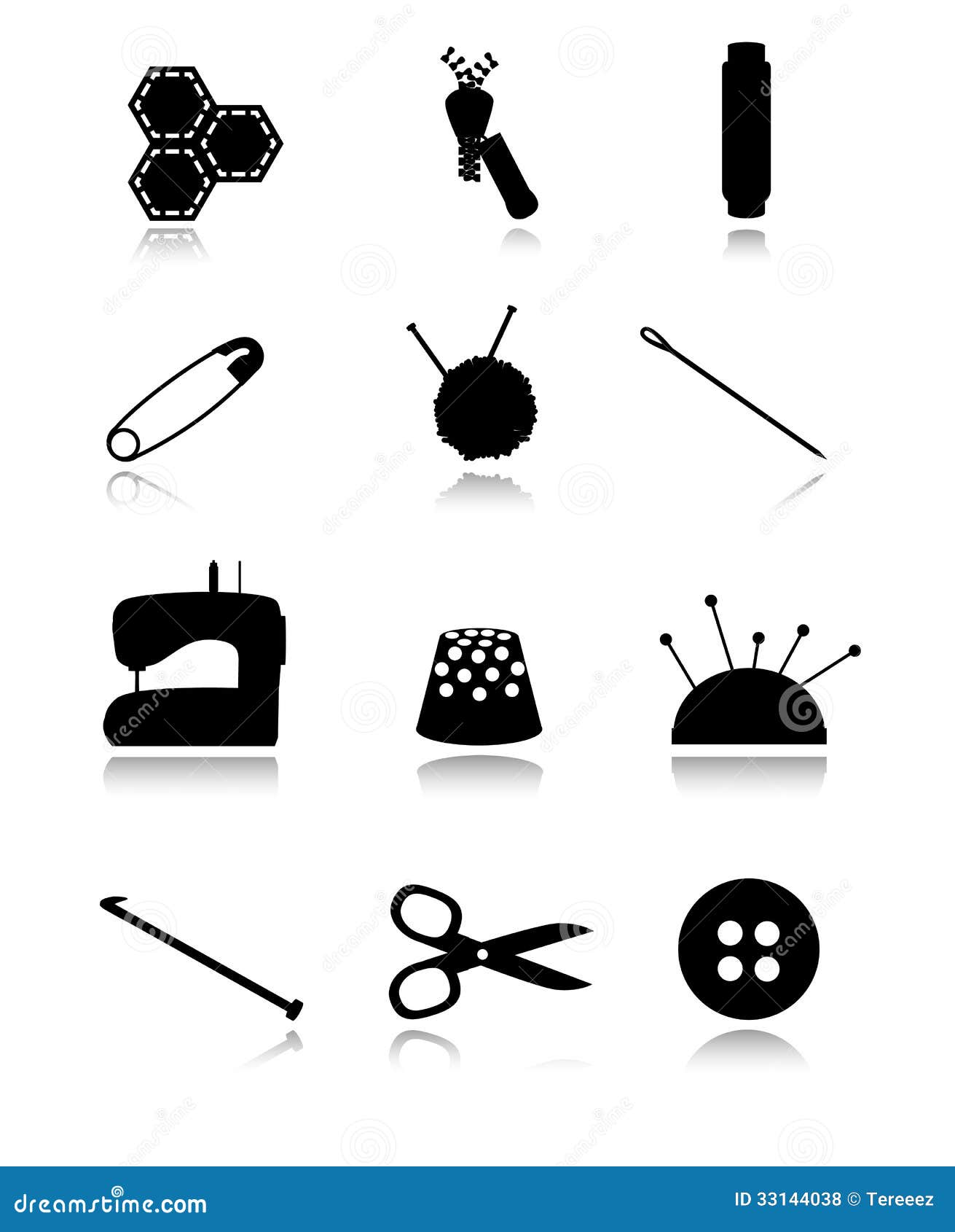 Sewing black icons stock vector. Illustration of accessories - 33144038