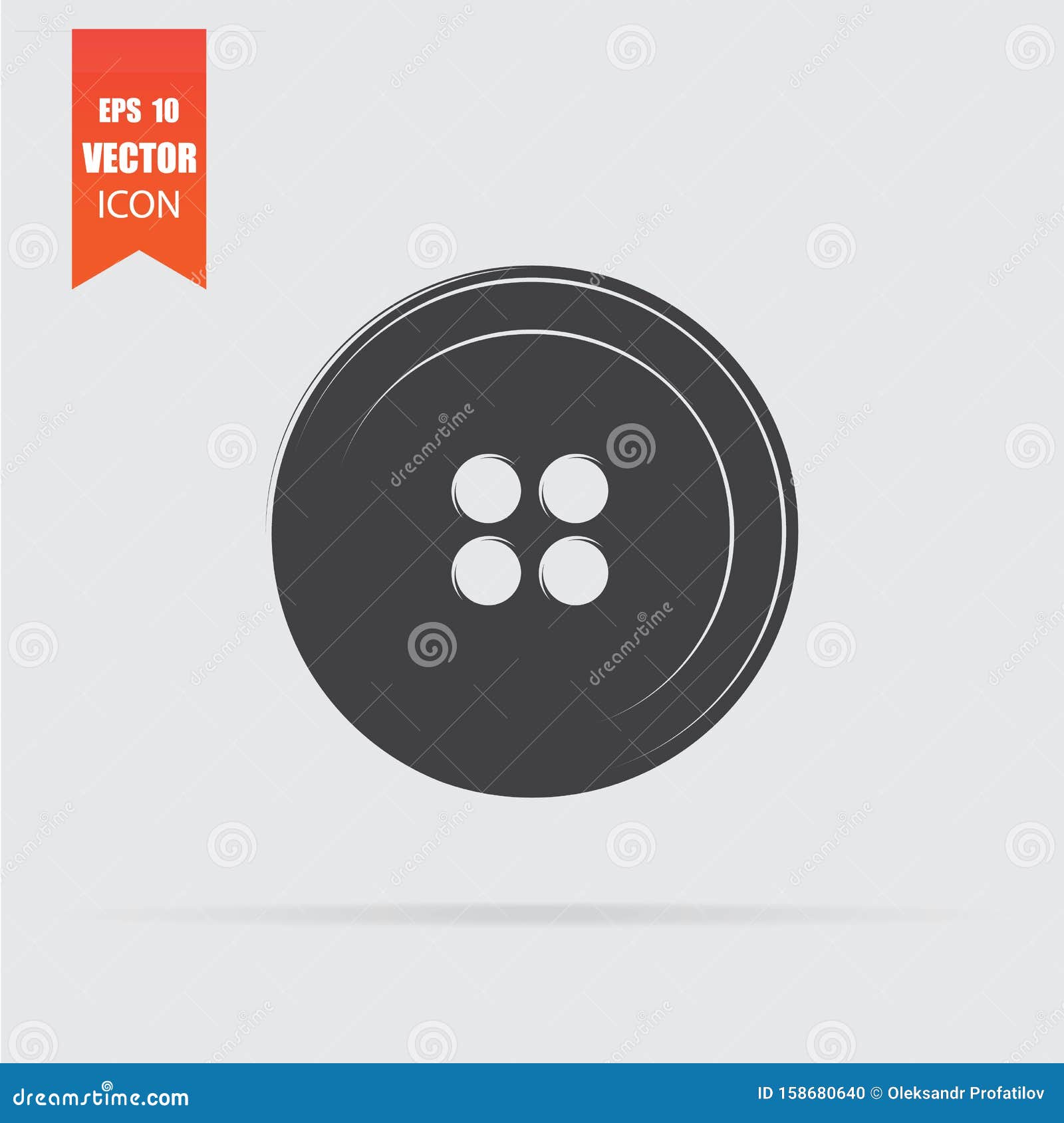 Sewing Button Icon in Flat Style Isolated on Grey Background Stock ...