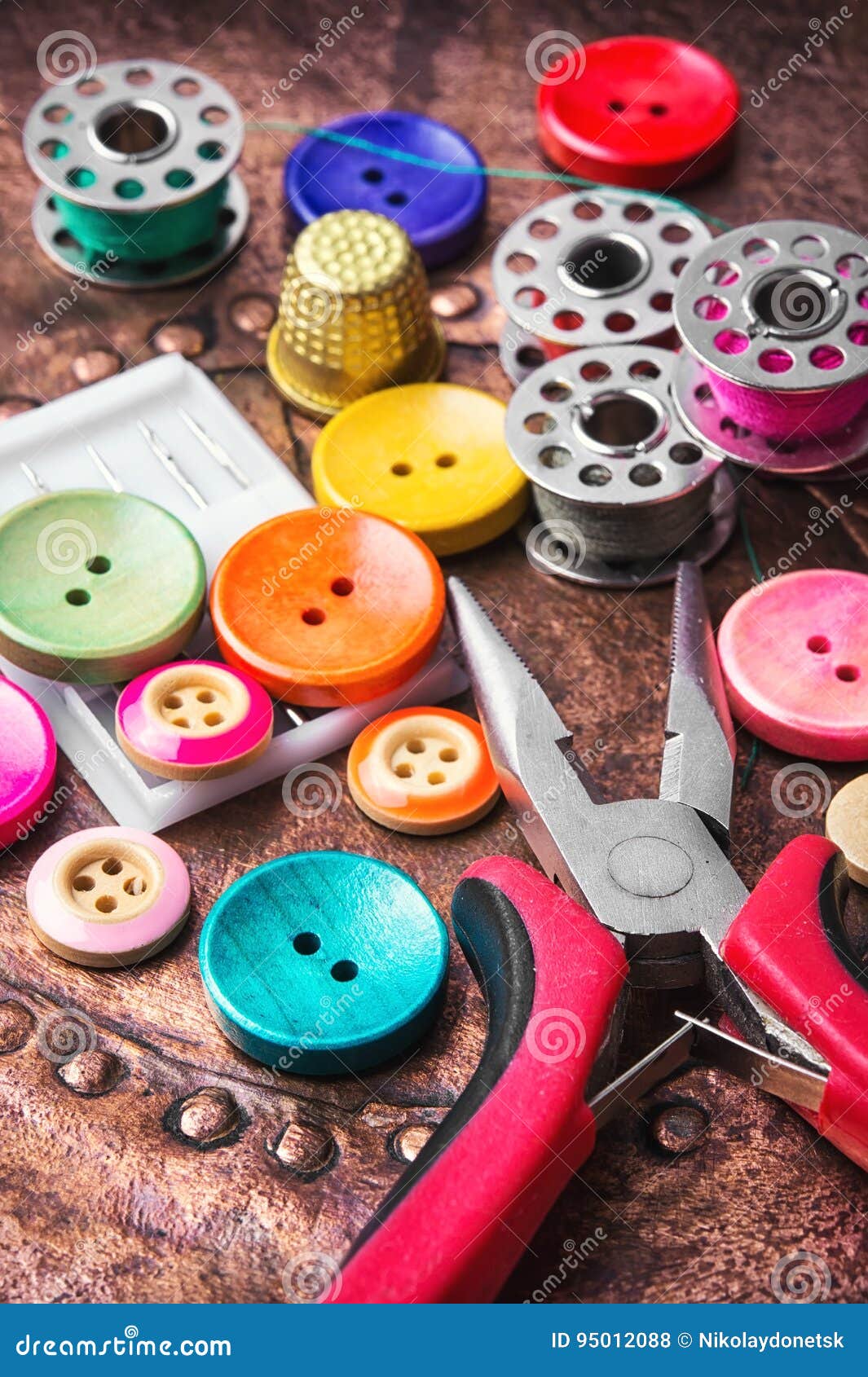 Sewing button set stock photo. Image of housework, bobbin - 95012088