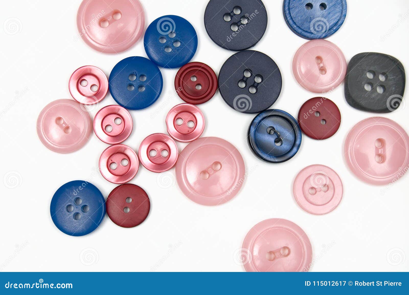 Sewing Buttons of Different Colors Isolated on White Stock Image ...
