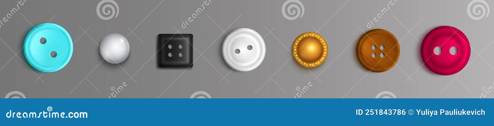 Sewing Buttons with Holes and Solid Design Set Stock Vector ...
