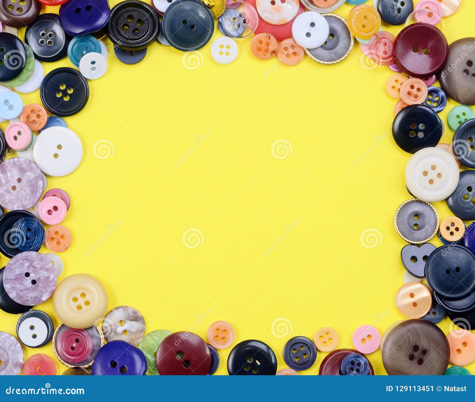 Sewing Buttons on Yellow in the Square Shape Stock Image - Image of ...