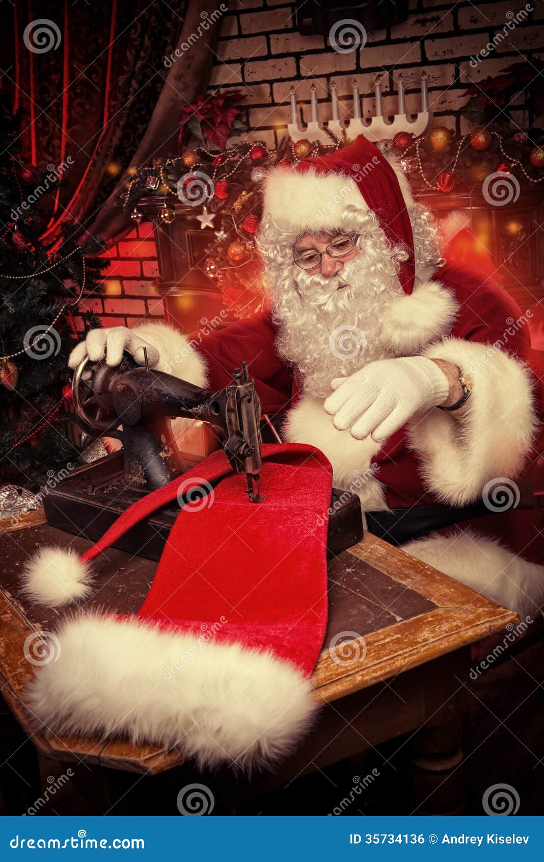 Sewing a cap stock photo. Image of male, happy, saint - 35734136