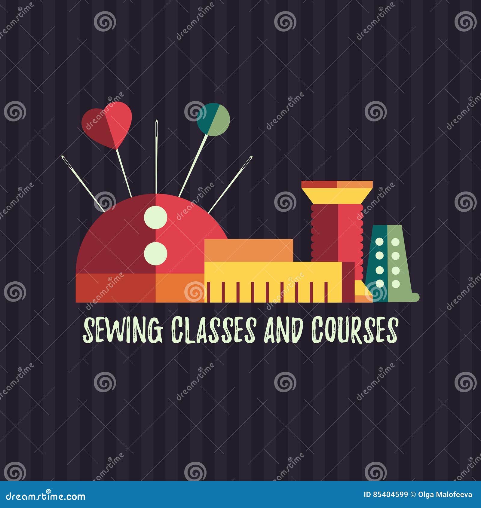 Sewing classes and courses stock illustration. Illustration of hanger ...