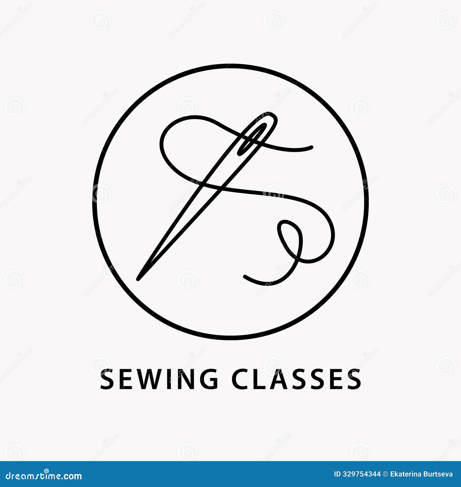Sewing Classes Logo Design Needle and Thread Badge Stock Illustration ...
