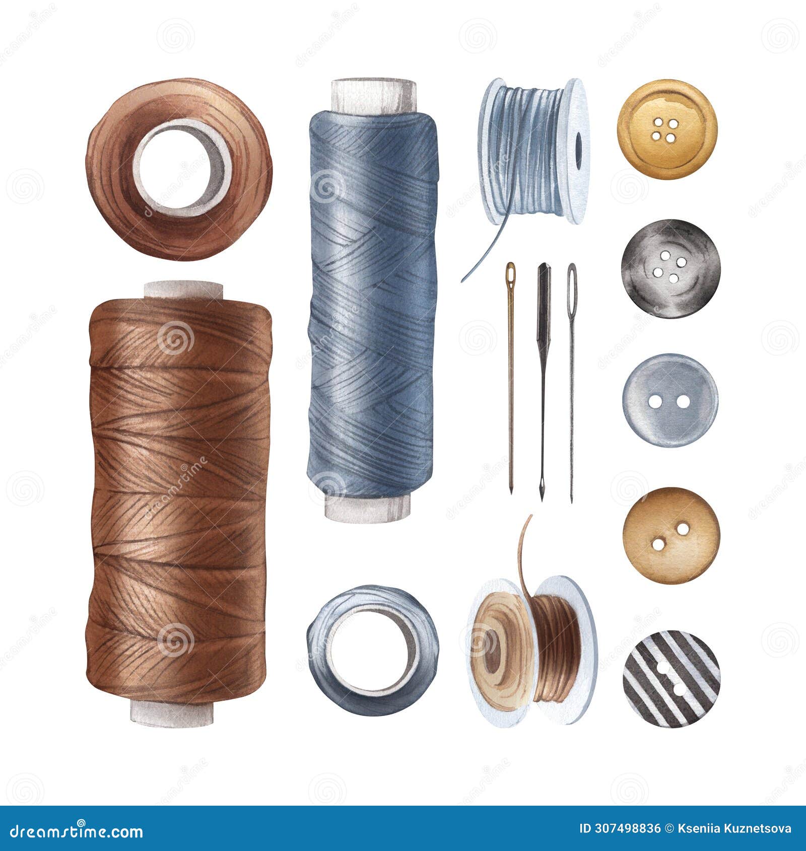 Sewing Clipart. Top and Side View of Threads, Spools of Thread, Needles ...