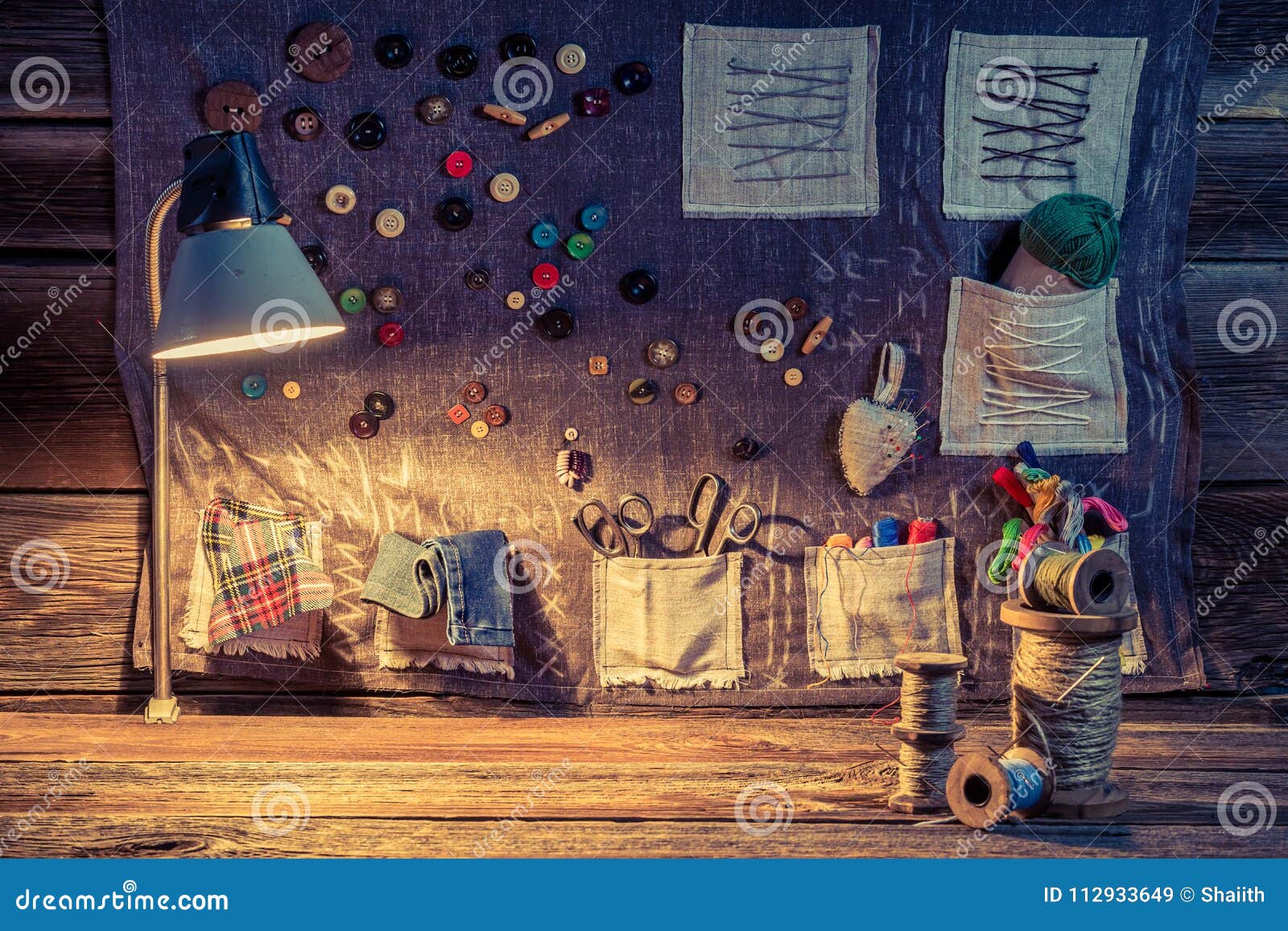 Sewing Cloth Made of Buttons and Threads in Tailor Workshop Stock Image ...