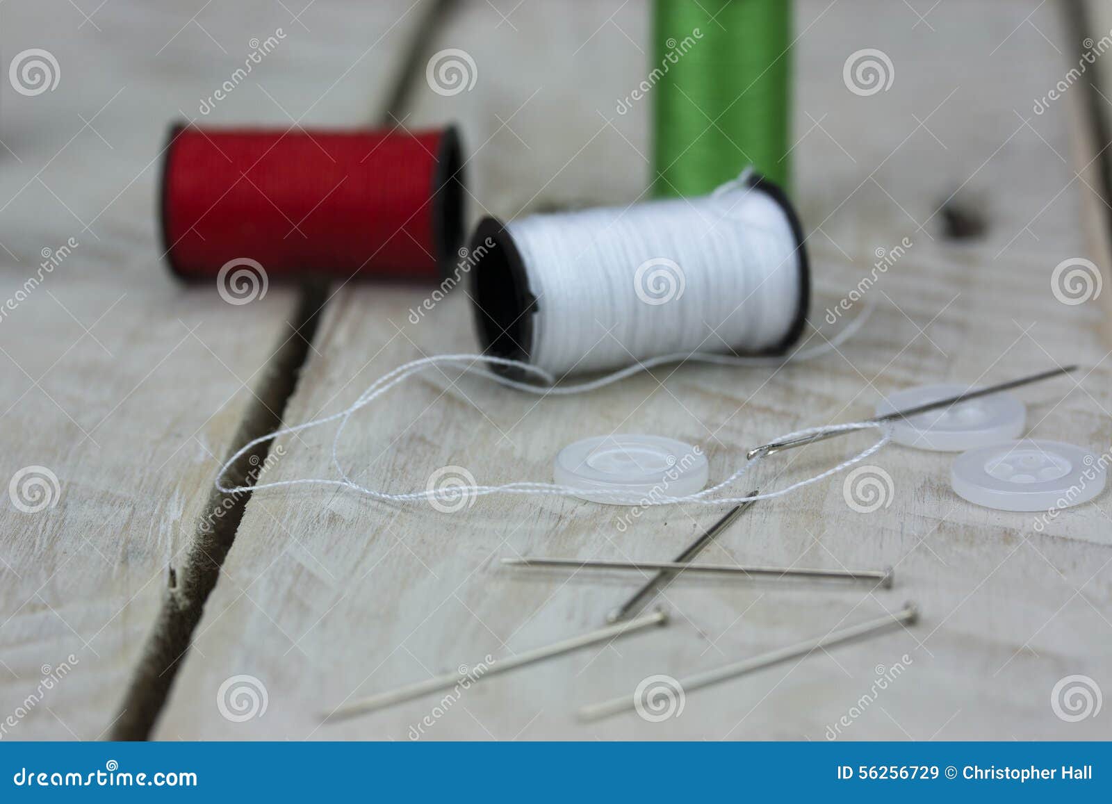 Sewing Cotton Needle and Pins Stock Image - Image of macro, home: 56256729