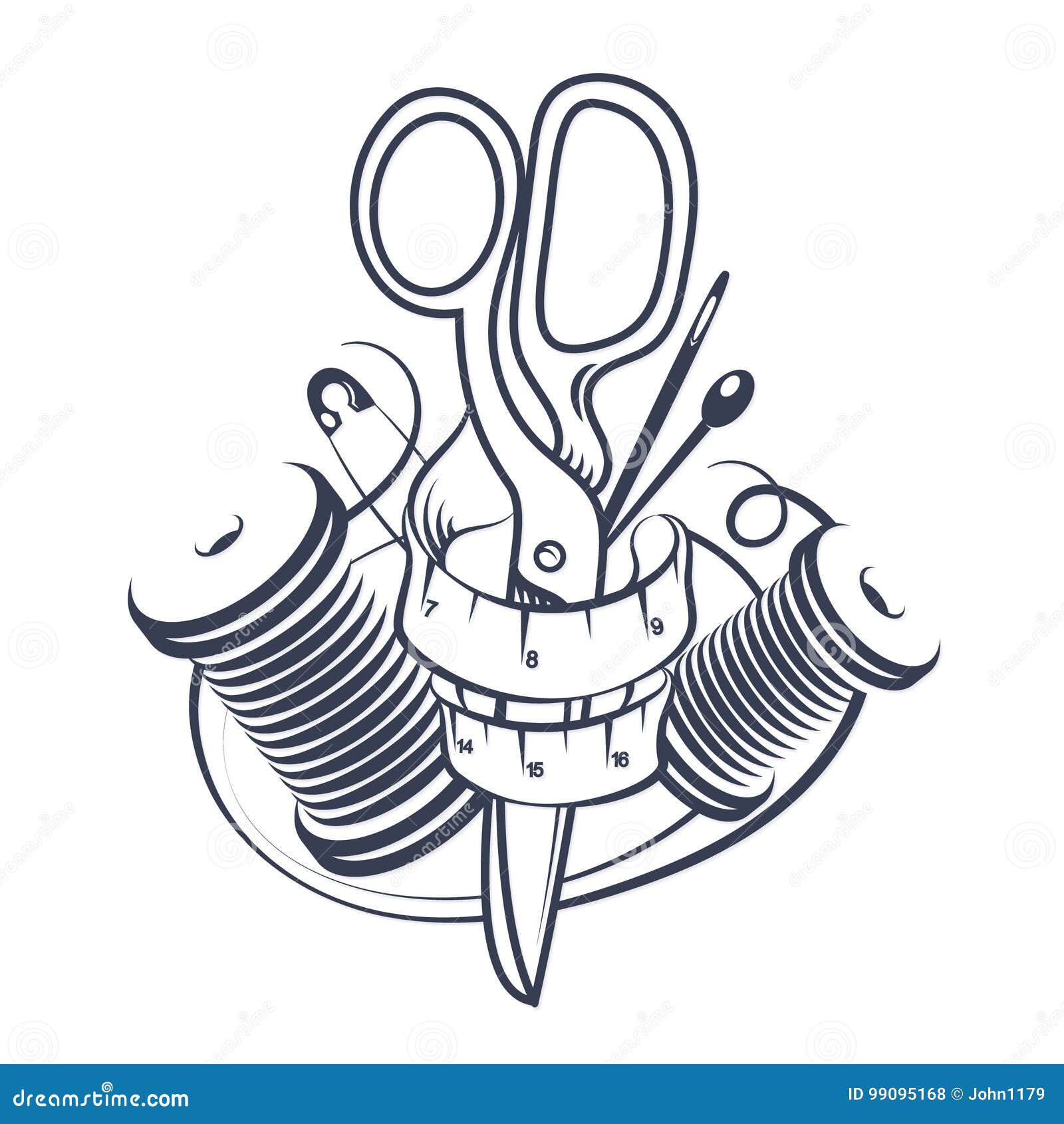 Sewing and cutting symbol stock illustration. Illustration of emblem ...