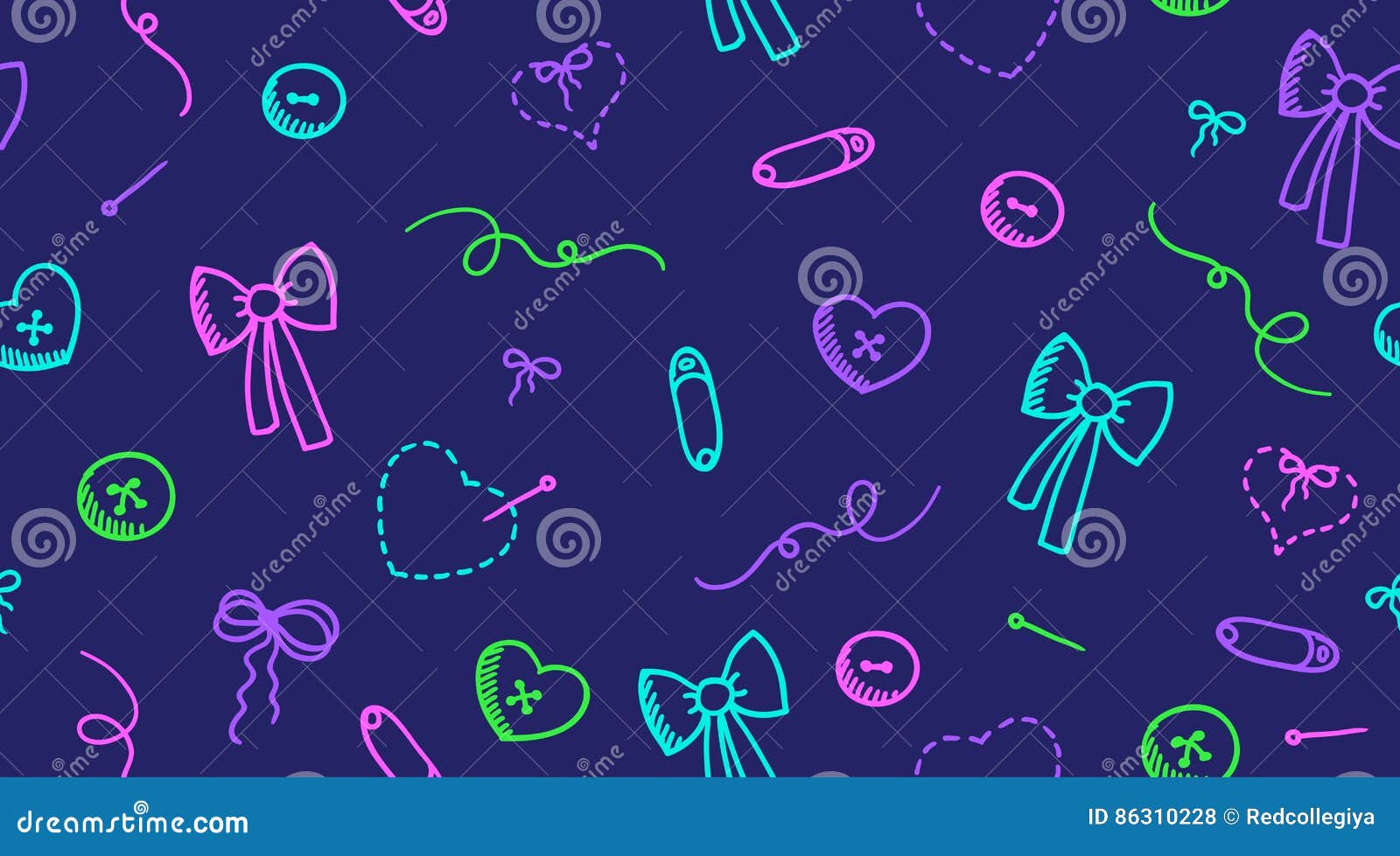 Sewing Elements Seamless Pattern Stock Vector Illustration Of