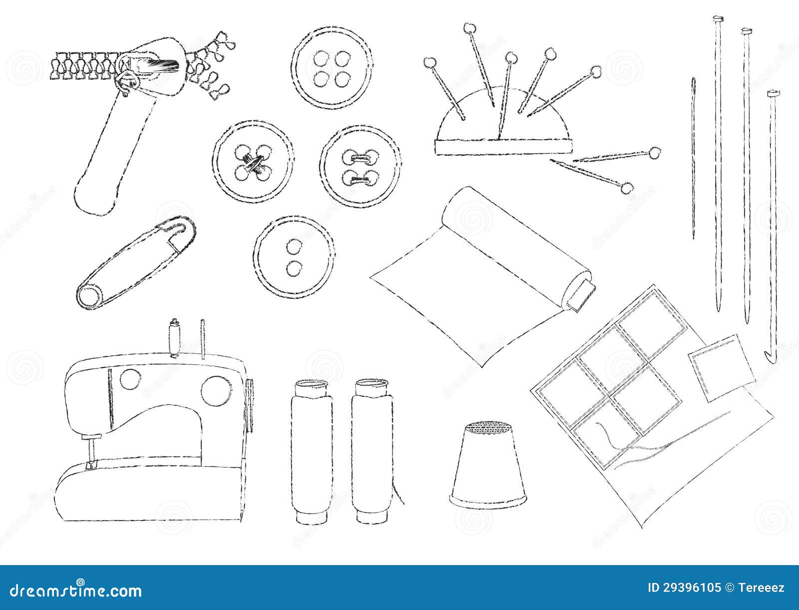 Sewing Equipment Illustration Stock Vector - Illustration of textile ...