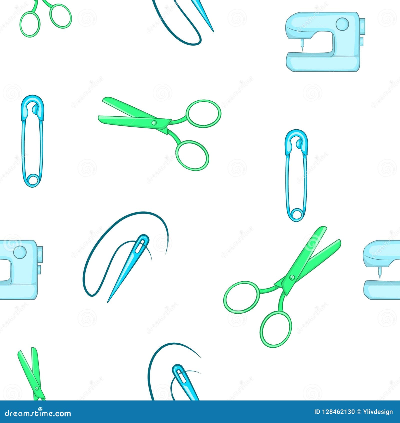 Sewing Equipment Pattern, Cartoon Style Stock Illustration ...