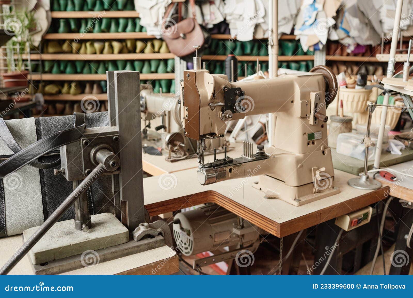 Sewing Equipment for Tailor in the Factory Stock Photo - Image of ...