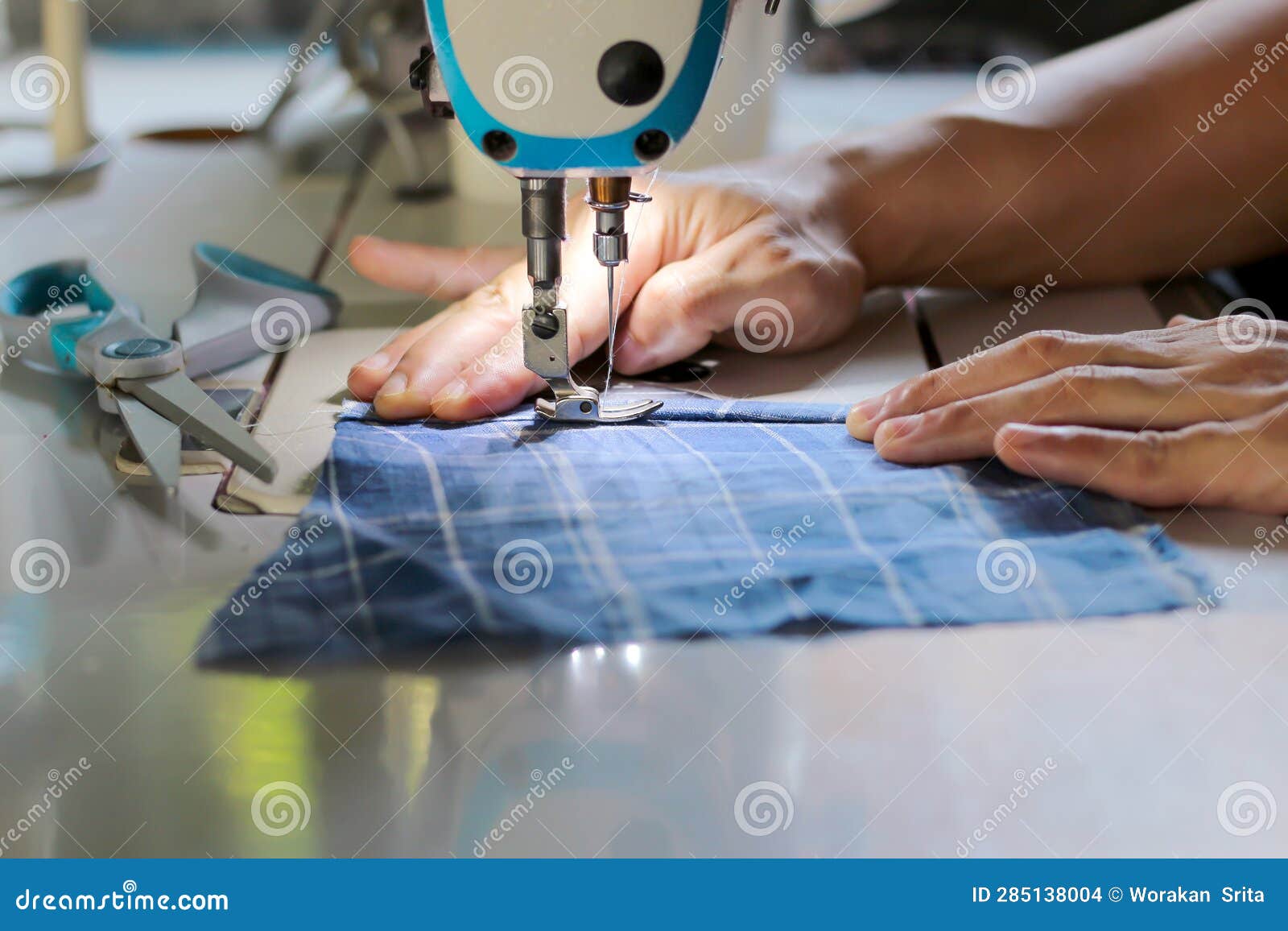 Sewing with a Factory Sewing Machine of a Professional Seamstress ...