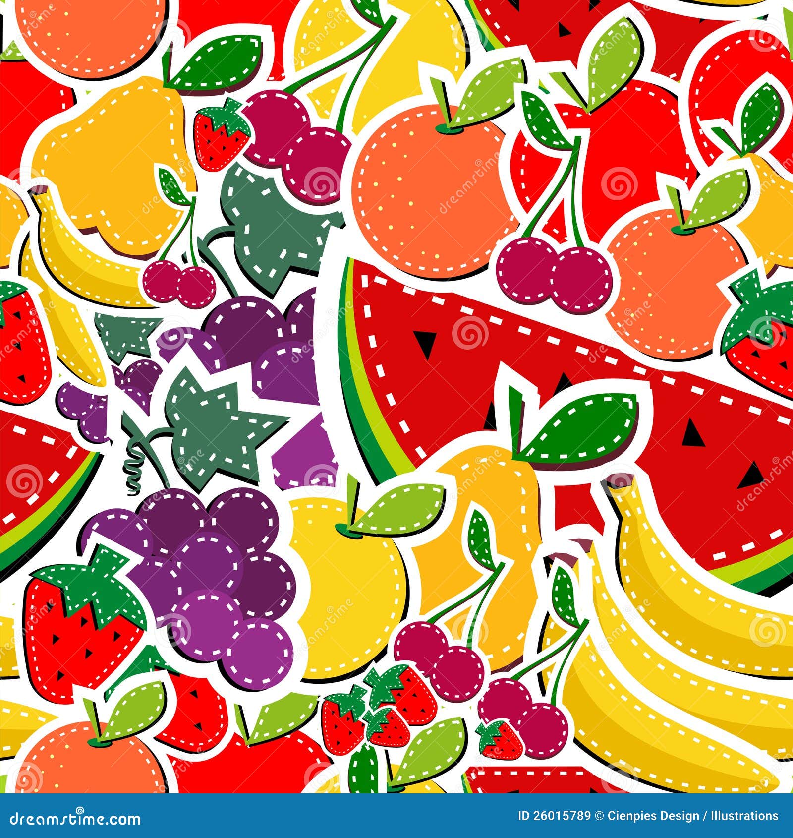 Sewing Fruits In Block Colors Seamless Pattern Cartoon Vector ...