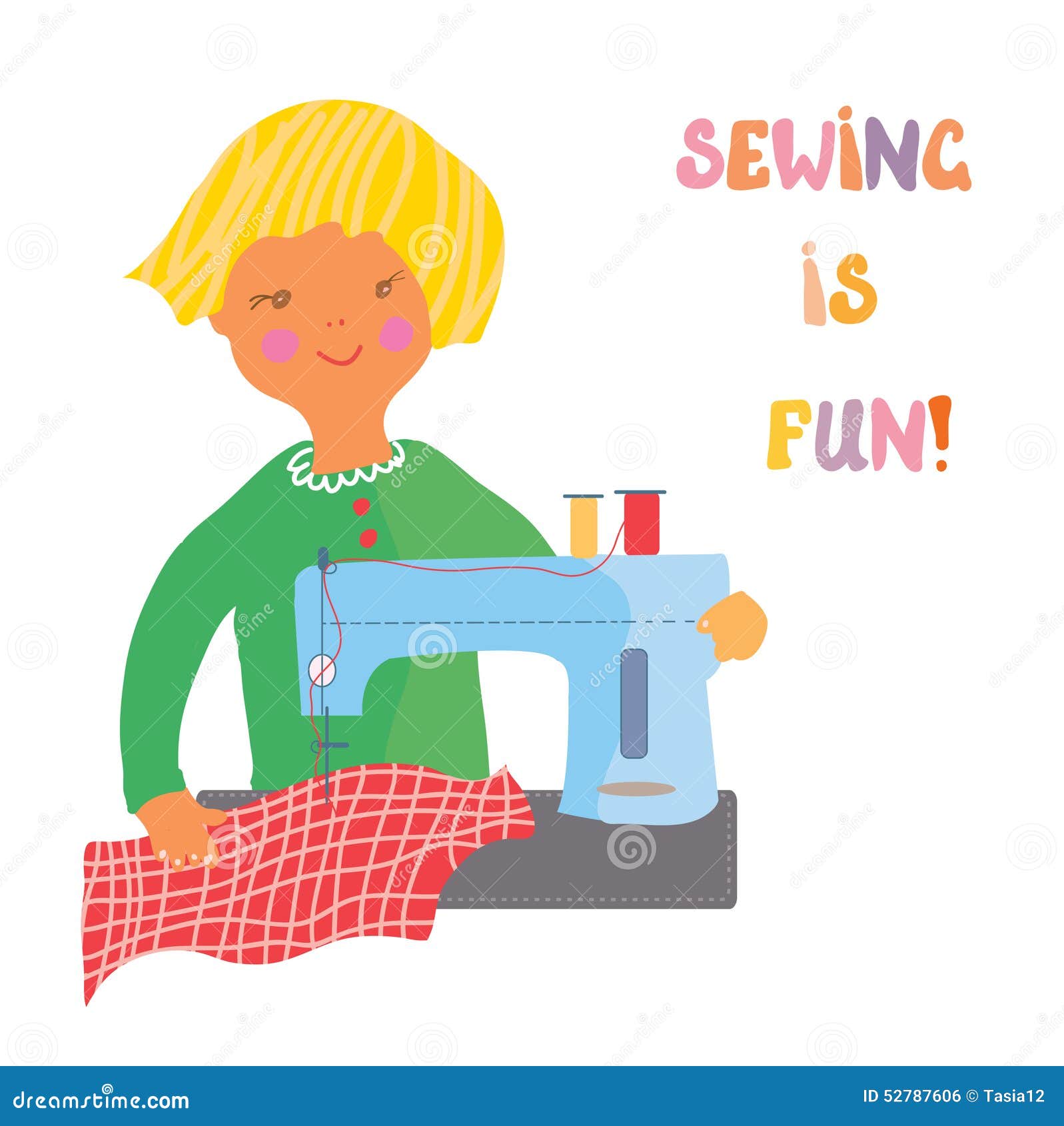 Sewing Girl - Cute Illustration Stock Vector - Illustration of clothing ... Sewing Girl - Cute Illustration Stock Vector - Illustration of clothing ...