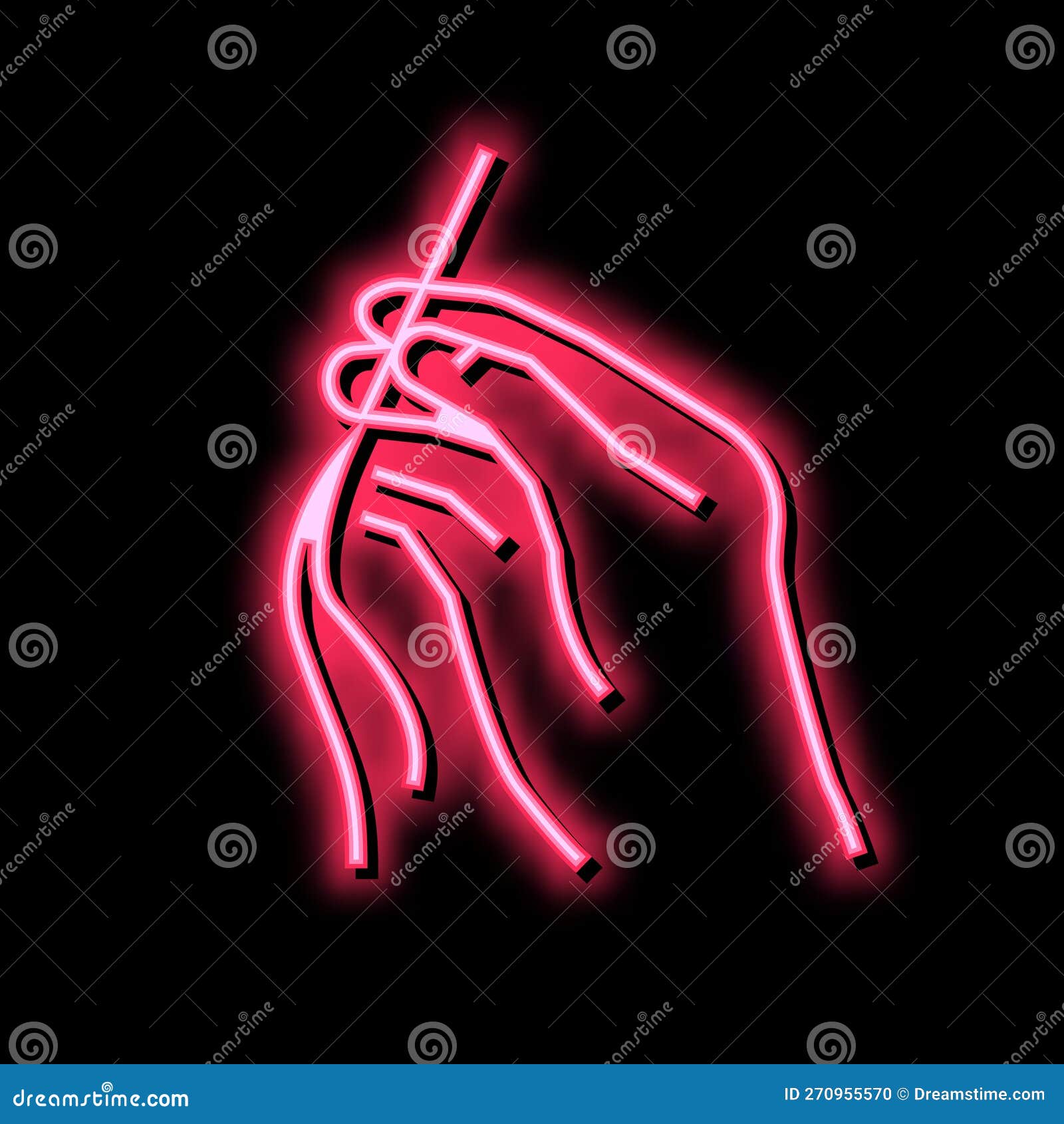 Sewing Hand Holding Needle with Thread Neon Glow Icon Illustration ...