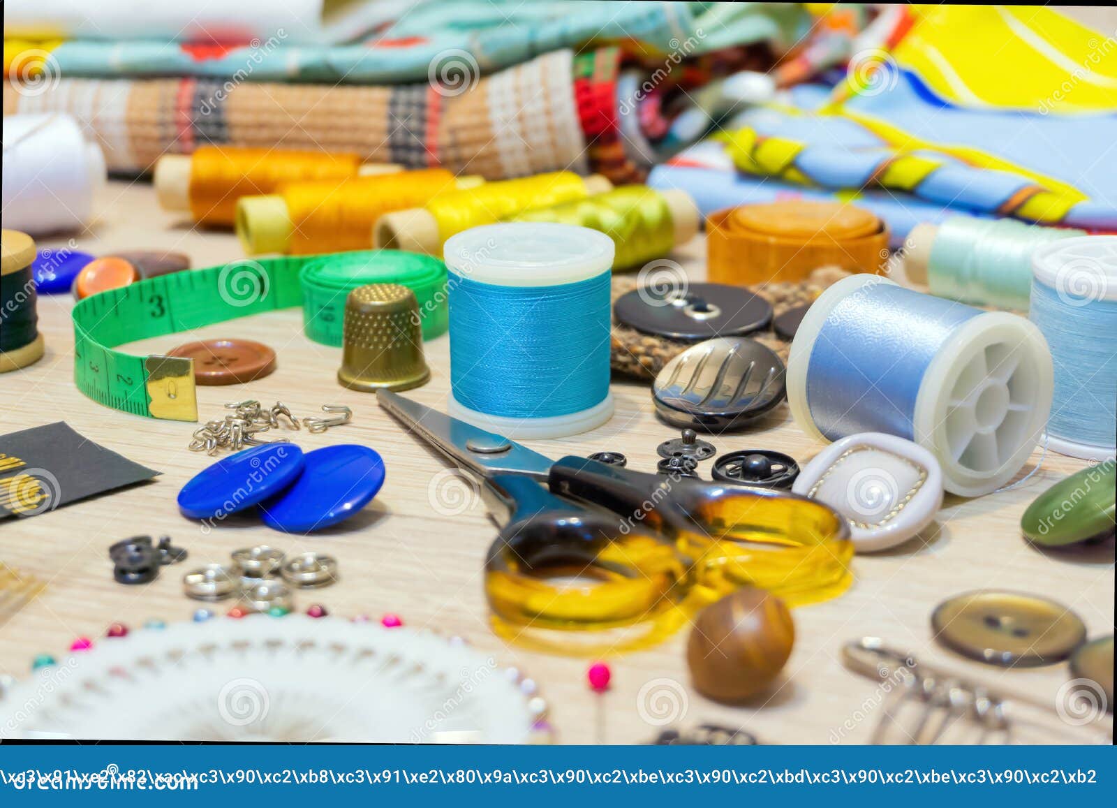 Sewing and Handicraft Supplies on the Table Stock Image - Image of ...