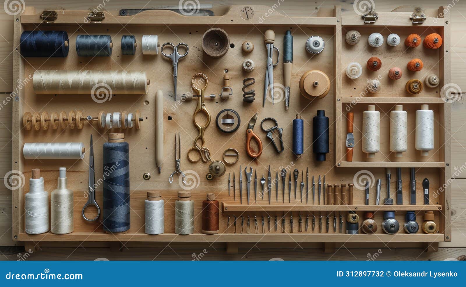 Sewing and Handicraft Tools on Wall Organizer Stock Illustration ...