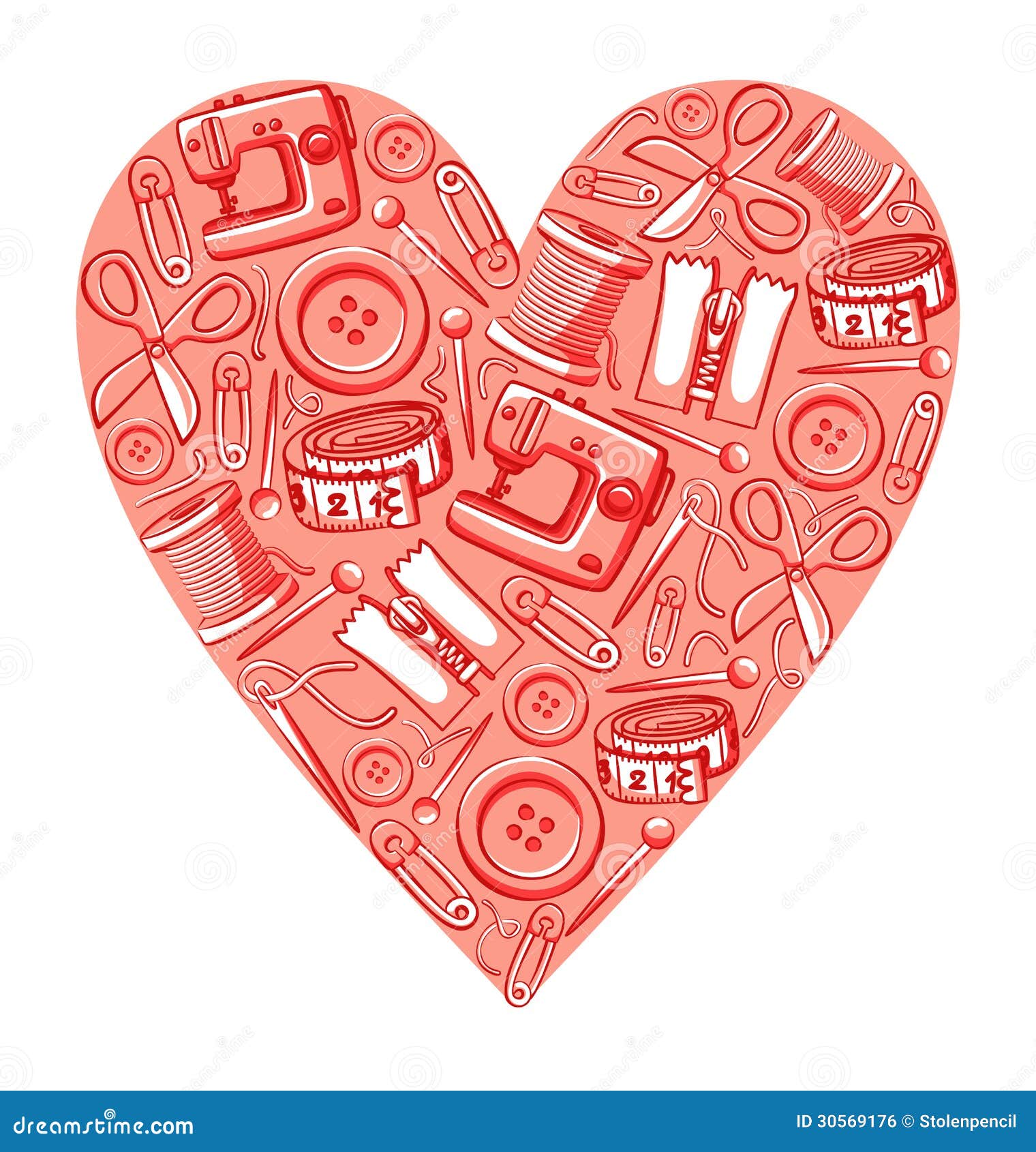 Sewing heart stock vector. Illustration of cartoon, tailor - 30569176