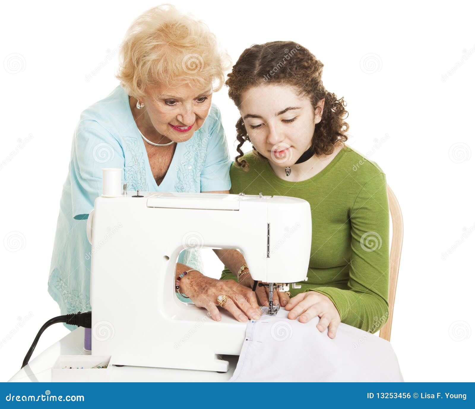 Sewing Help from Grandma stock photo. Image of girl, lifestyle - 13253456