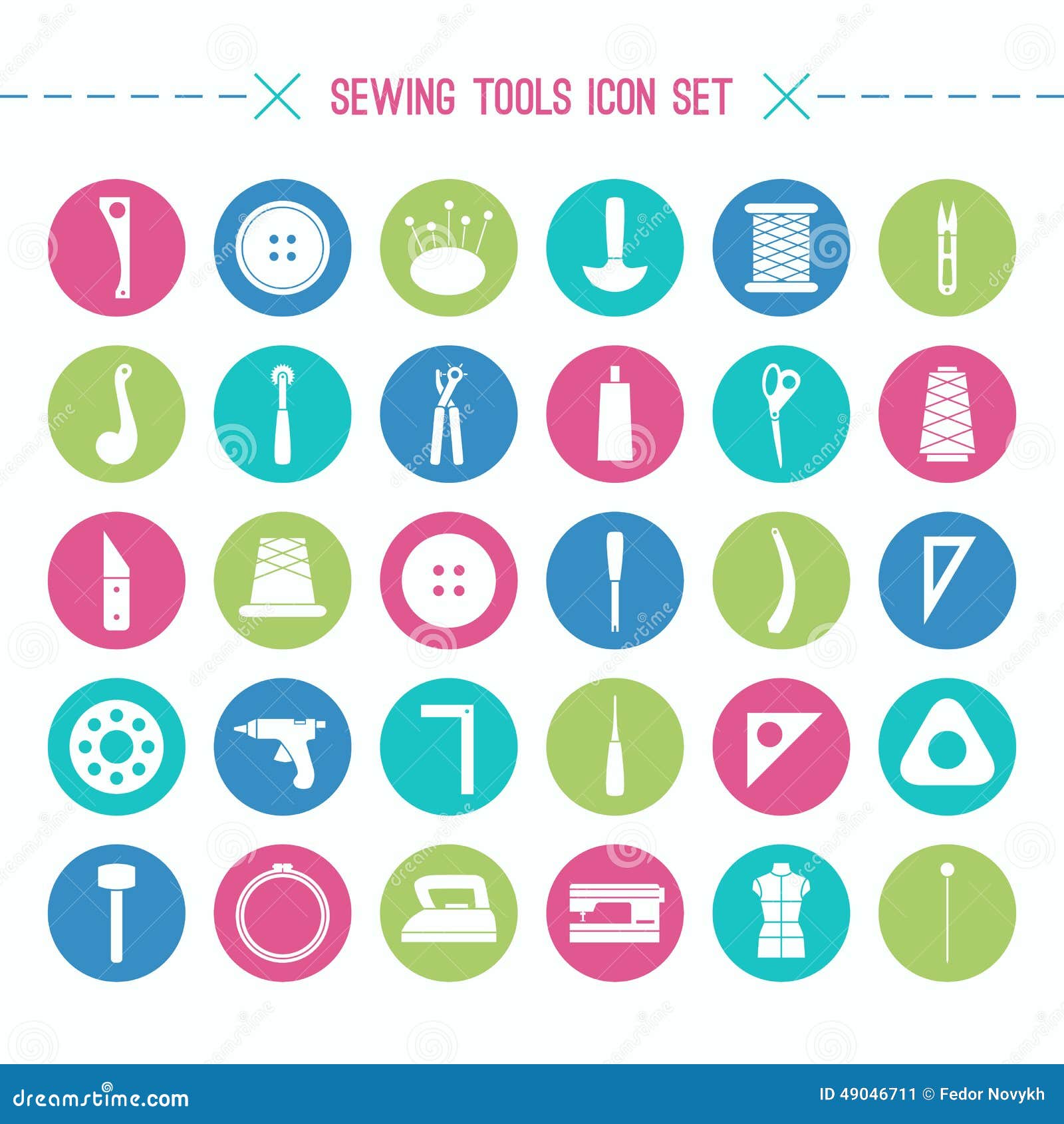 Sewing and Hobby Tools Icons Set Stock Vector - Illustration of machine ...