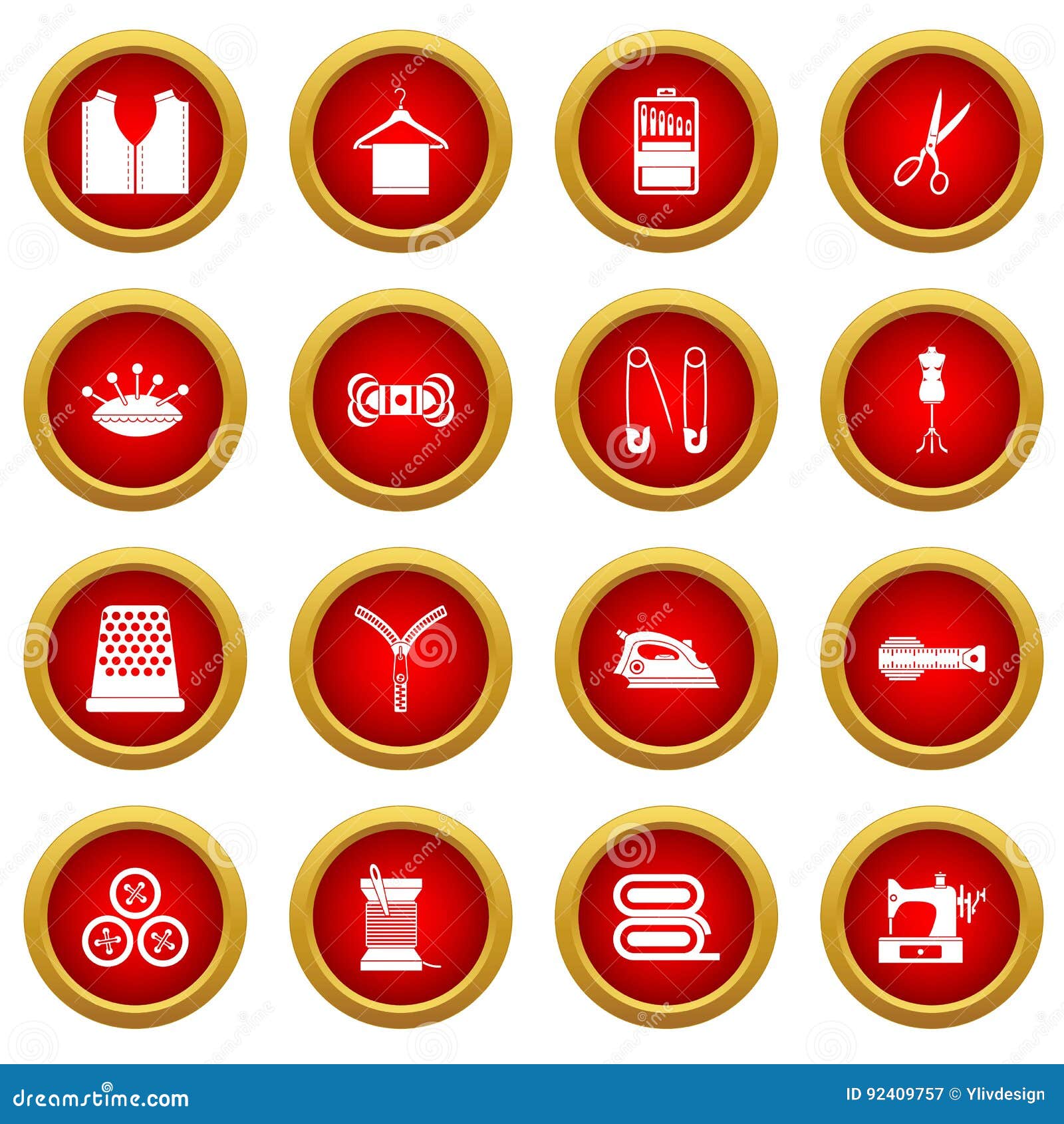 Sewing icon red circle set stock vector. Illustration of tailor - 92409757