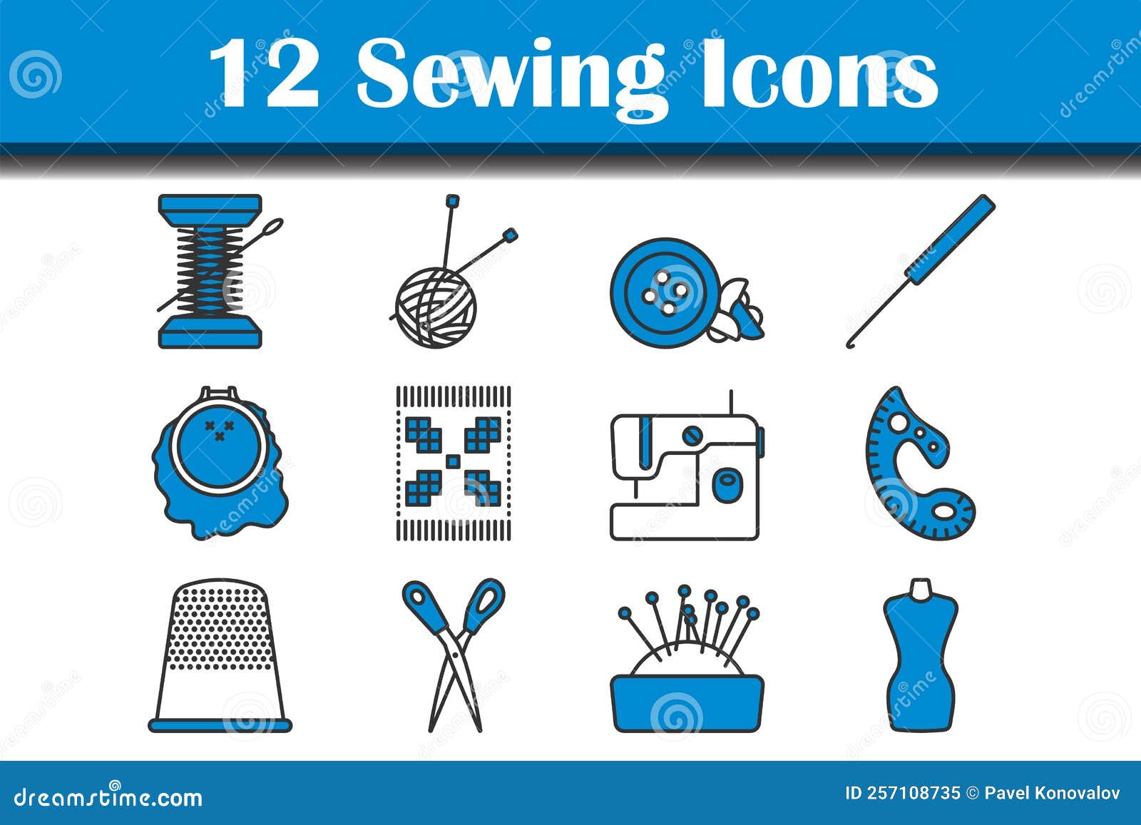 Sewing Icon Set stock vector. Illustration of cushion - 257108735