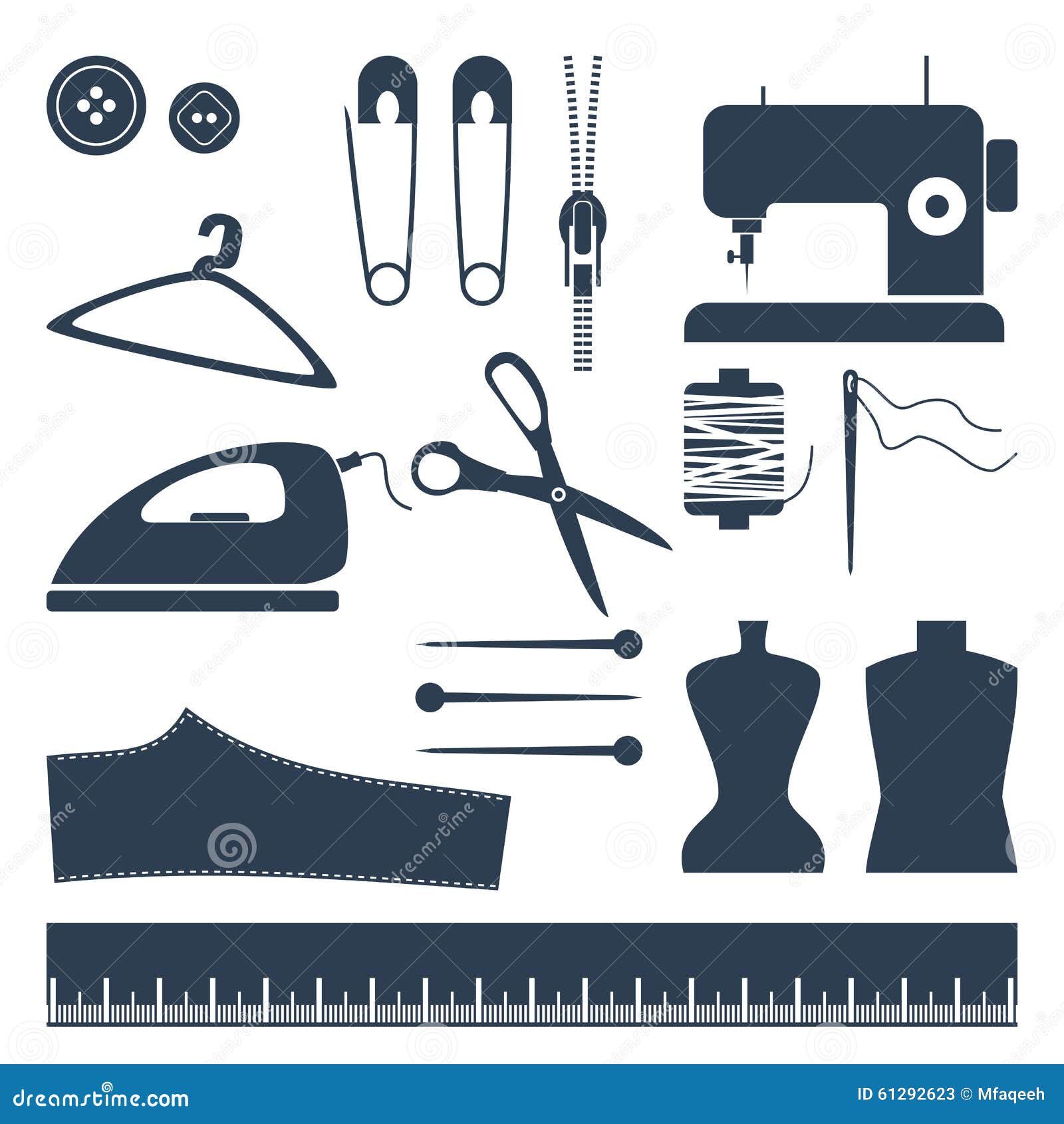 Monochrome Sewing Equipment Illustration Icons Set Stock Vector ...