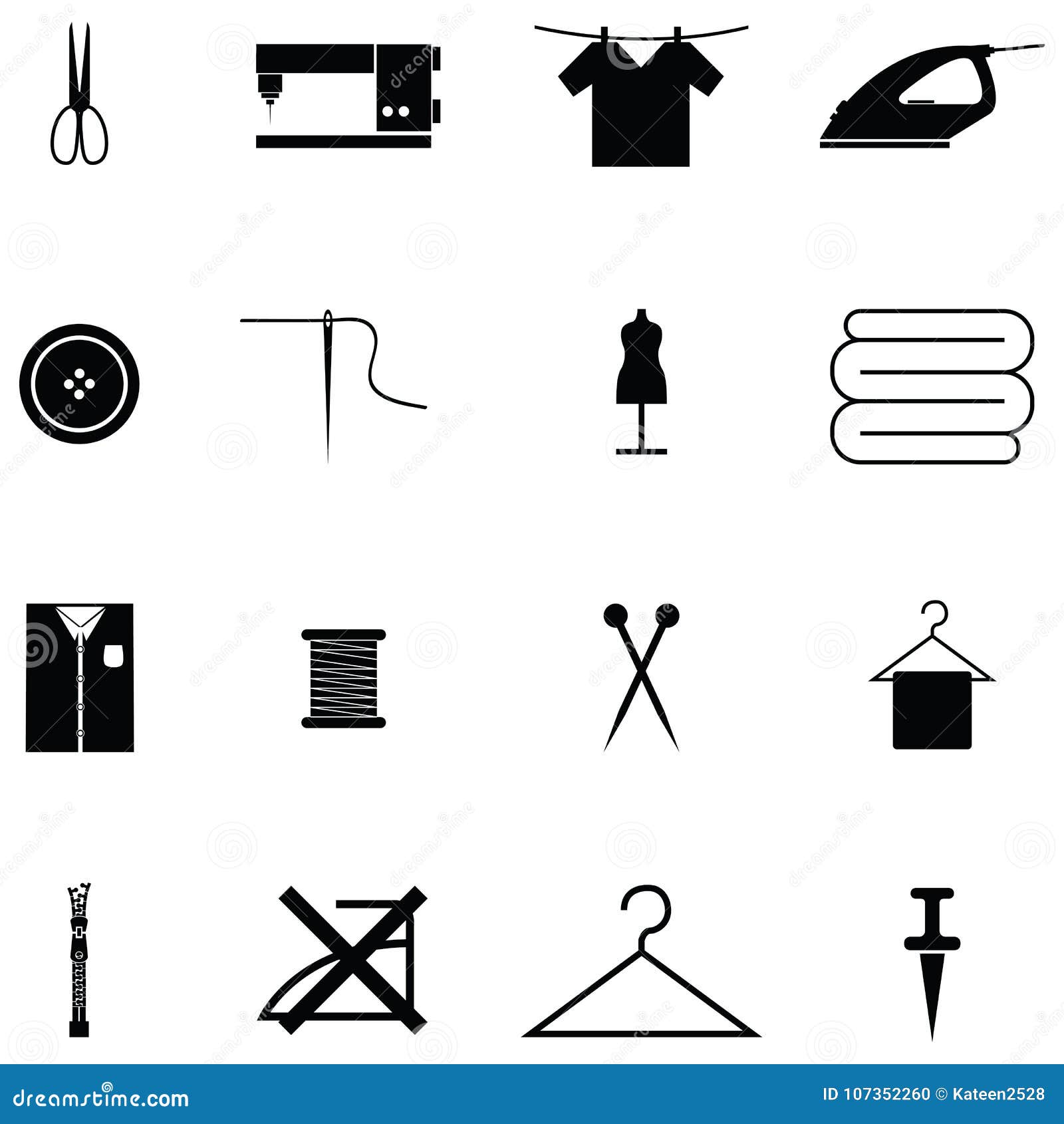 Sewing icon set stock vector. Illustration of textile - 107352260