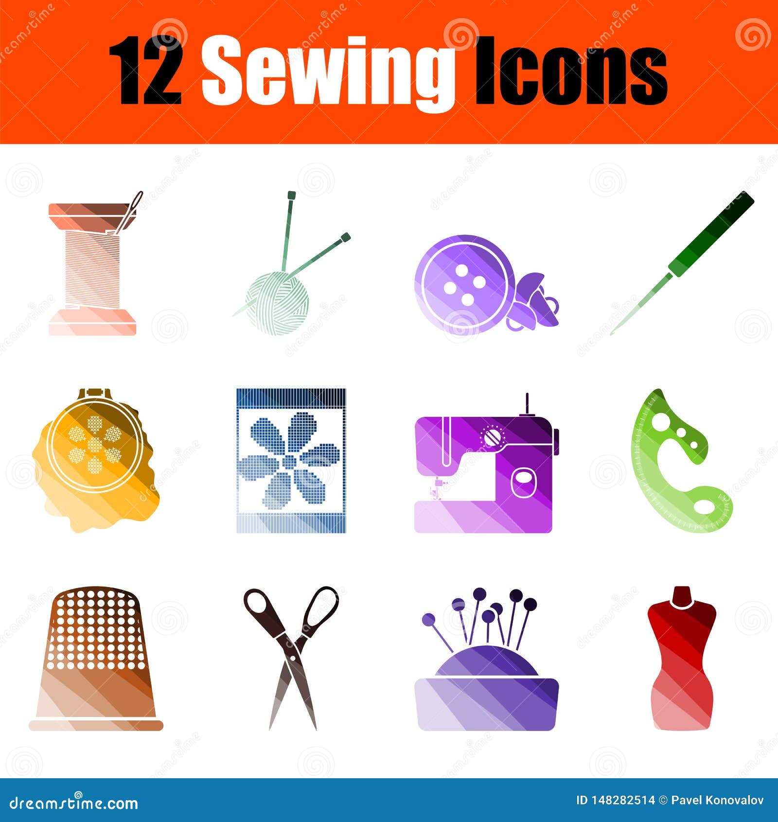 Sewing Icon Set stock vector. Illustration of clew, fabric - 148282514