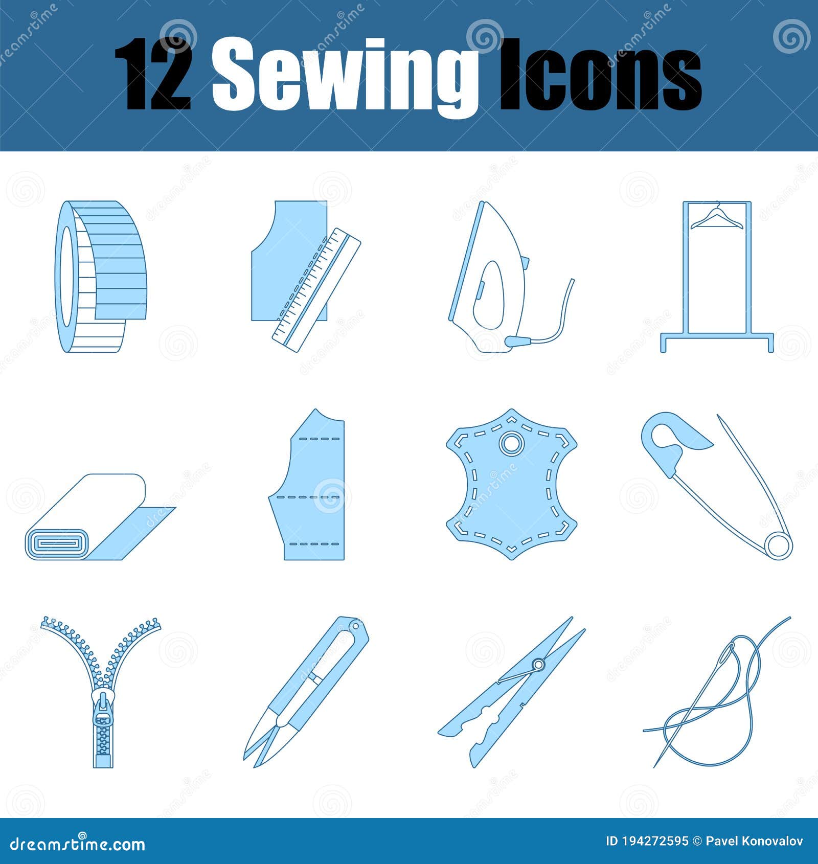 Sewing Icon Set stock vector. Illustration of black - 194272595