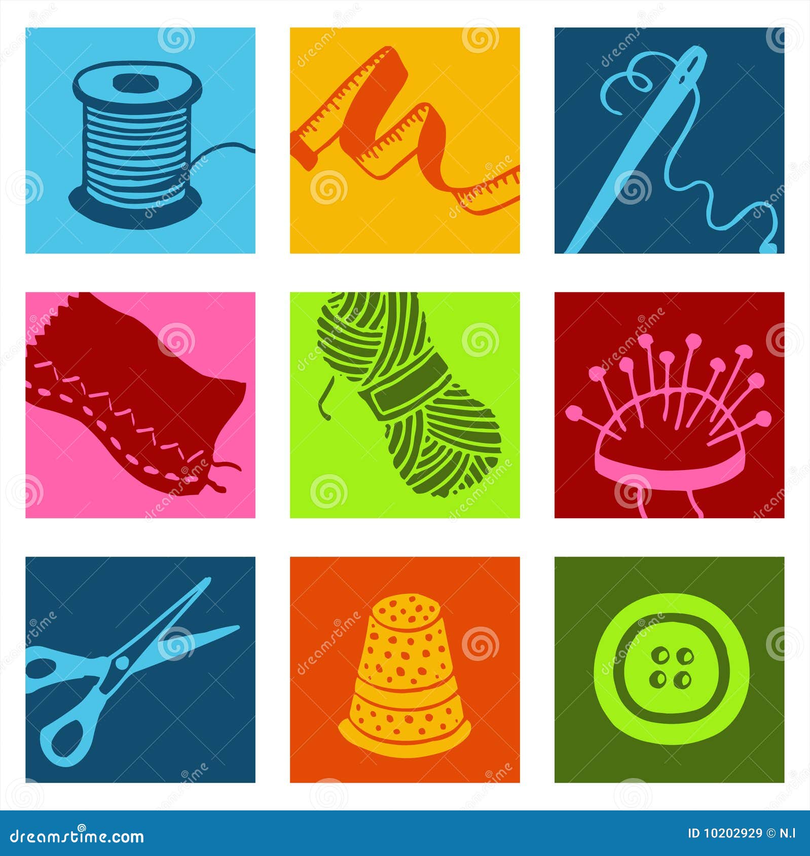 Sewing icons stock vector. Illustration of vector, wire - 10202929