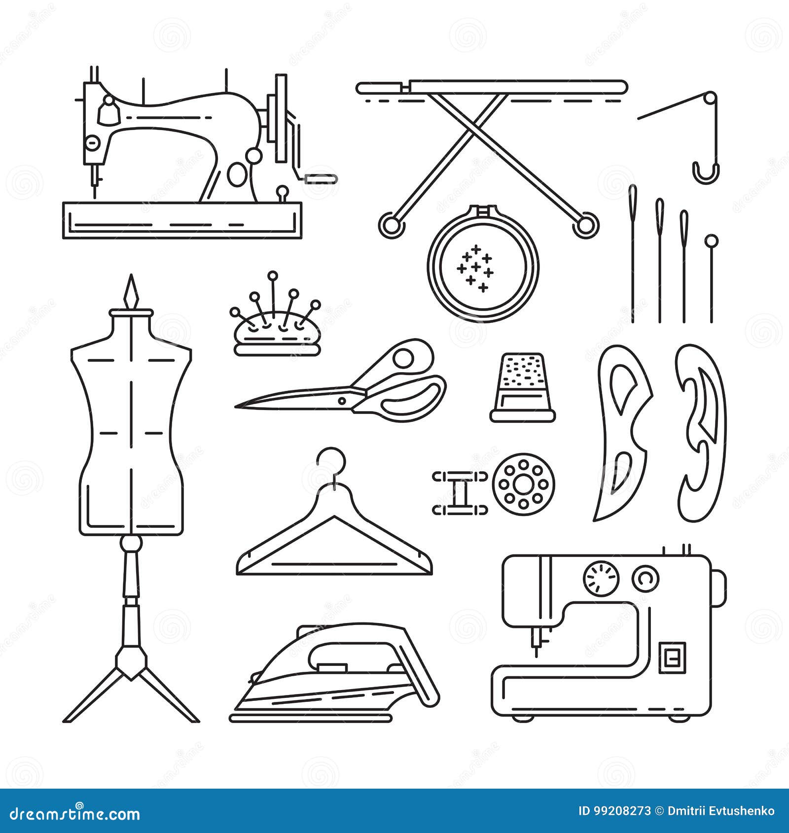 Sewing Icons Outline Vecto Stock Vector Illustration Of Atelier 99208273