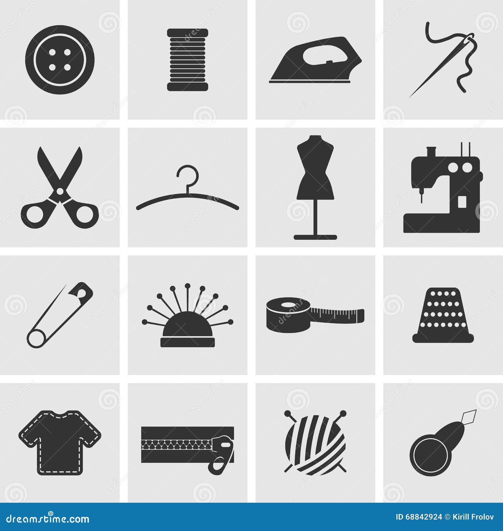 Sewing icons. stock vector. Illustration of silhouette - 68842924