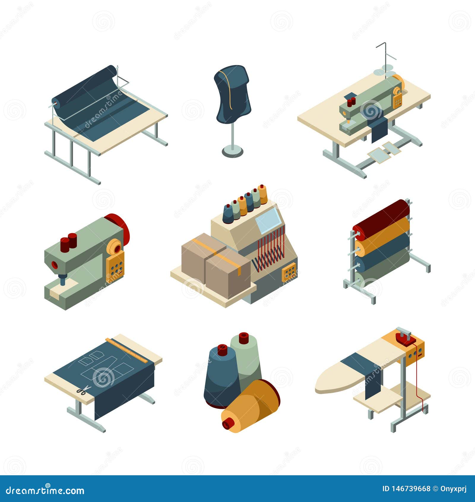 Sewing Isometric Garment Embroidery Production Textile Manufacturing