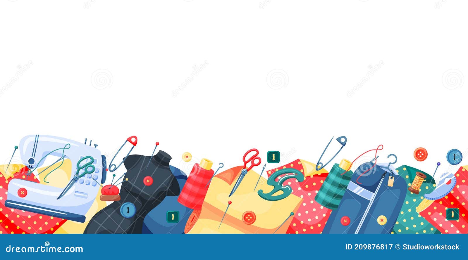 Sewing Item and Tailoring Equipment Banner with Copy Space Stock Vector ...