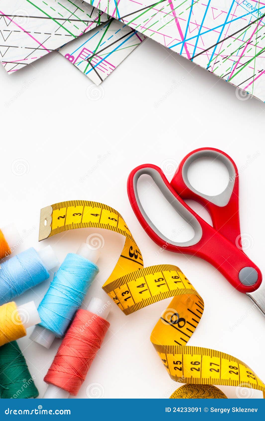 Sewing items stock image. Image of roll, multicolored - 24233091