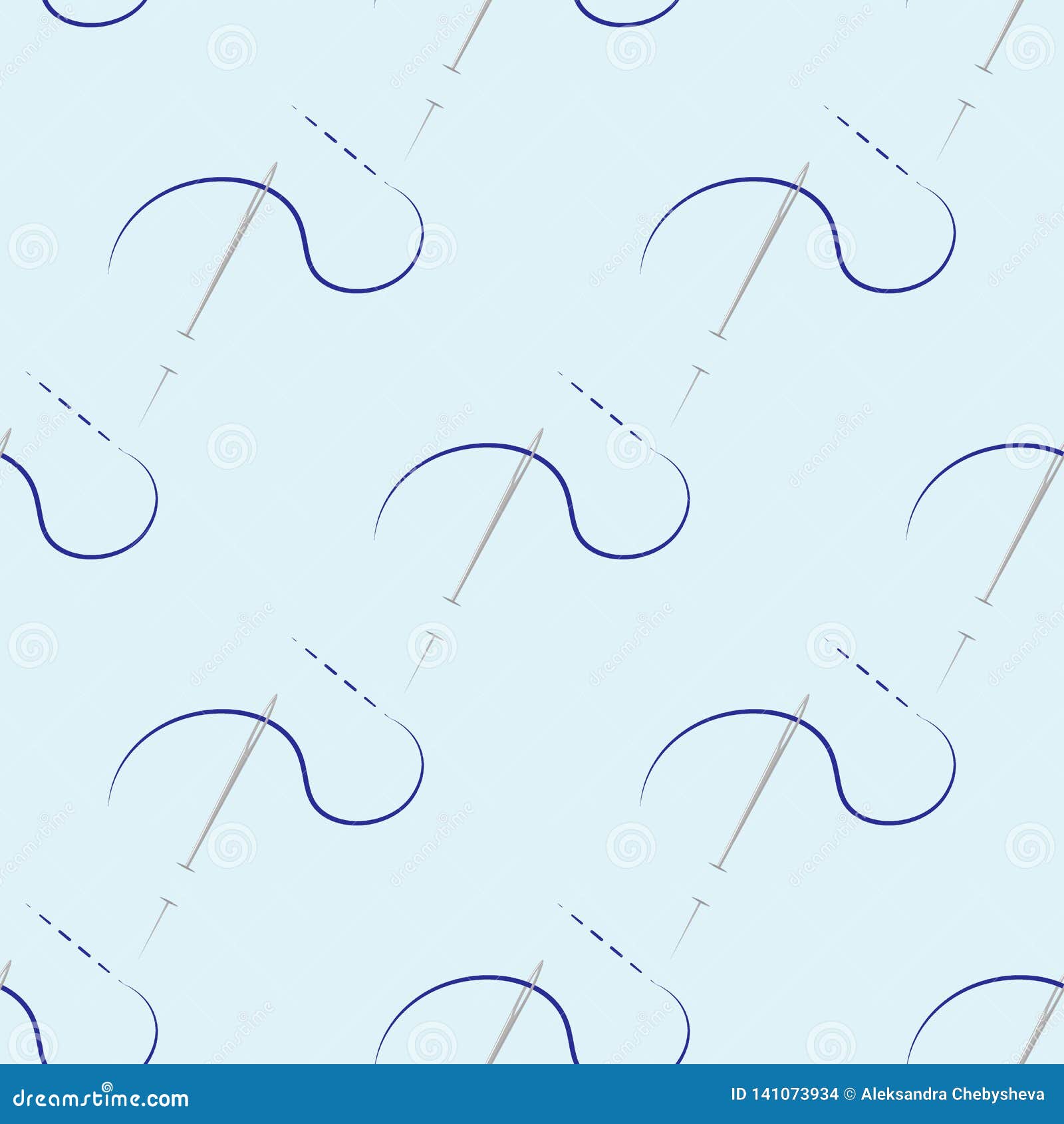 Sewing Items. Needle and Thread Stitches Seamless Pattern Stock ...