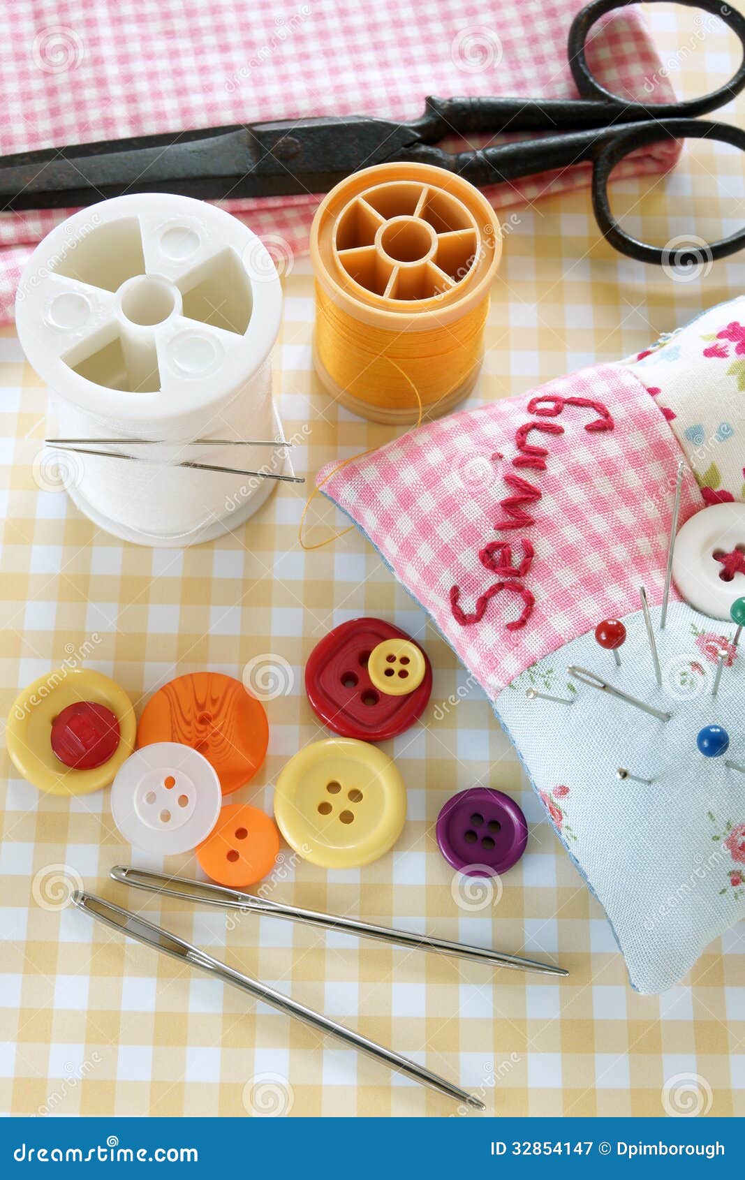 Sewing items stock image. Image of fabric, closeup, objects - 32854147