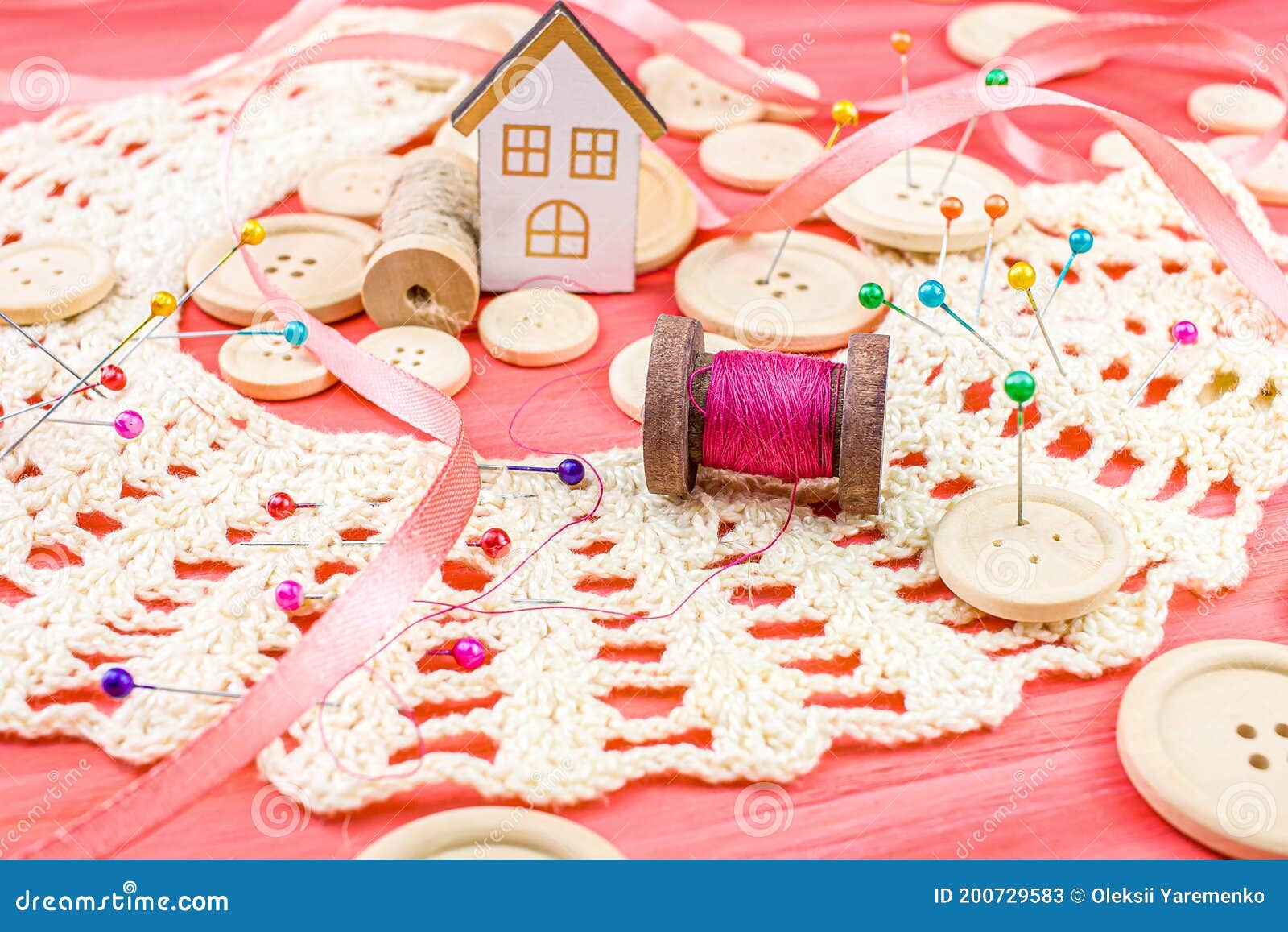 Sewing kit. Buttons, stock image. Image of clothes, material - 200729583