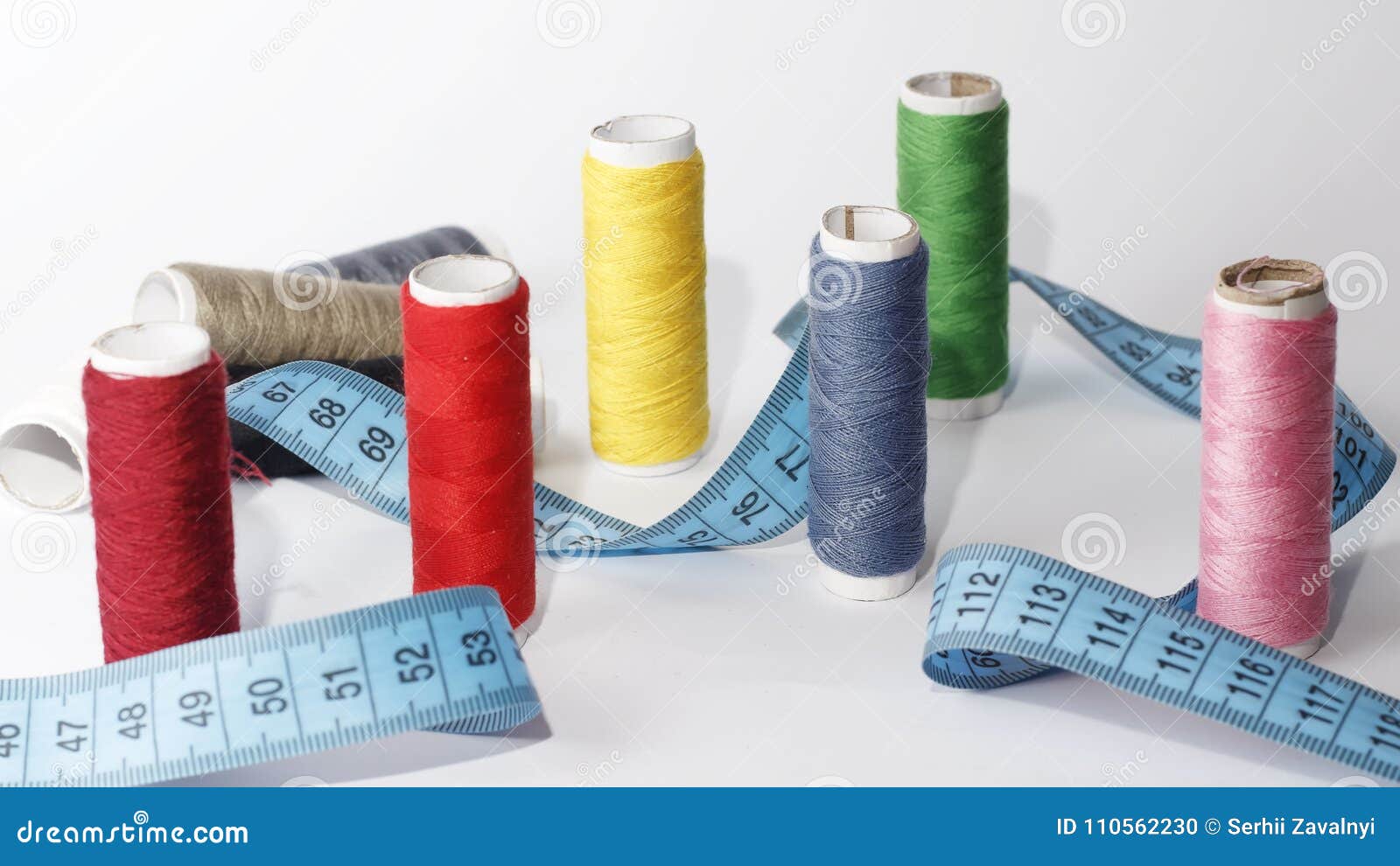 Sewing Kit, Needles, Thread and Measuring Tape on a White Background ...