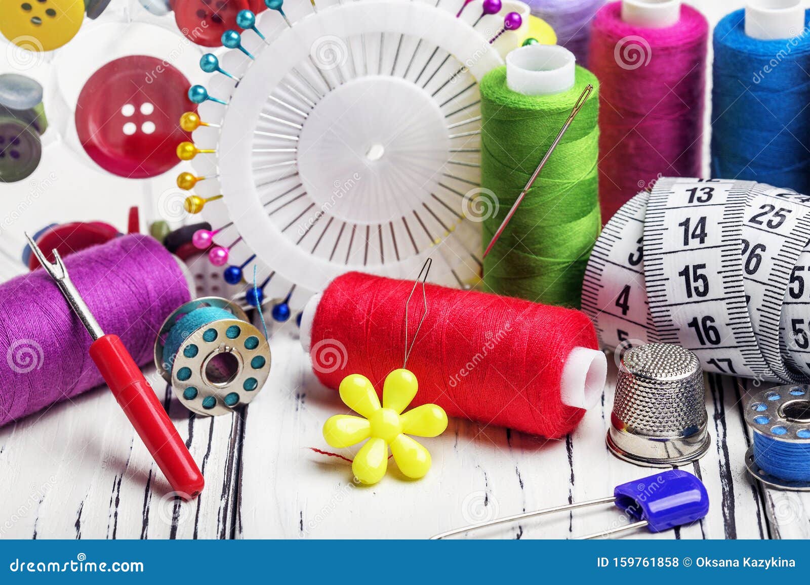 Sewing Kit from Thimble of Colored Thread Buttons of Needles and a ...